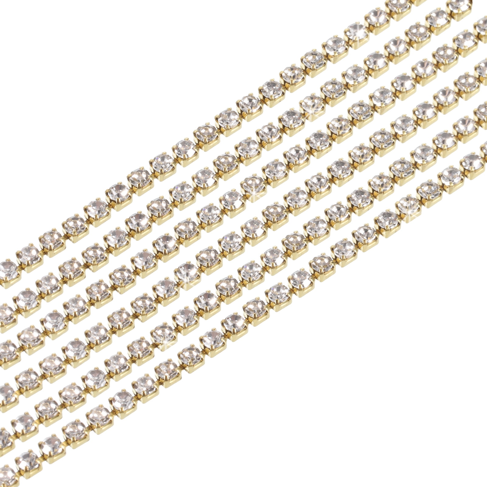 Uxcell 11 Yard 2.5mm Crystal Rhinestone Diamond Close Chain Trim ...