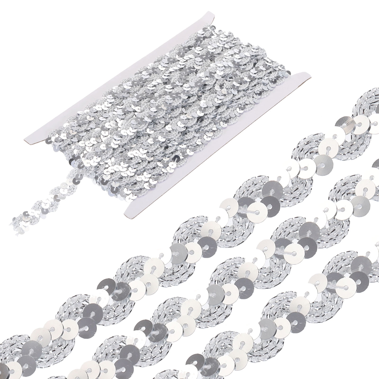 Uxcell 11 Yard Sequins Beaded Lace Trim 0.6 inch Braid Trim Strip for ...
