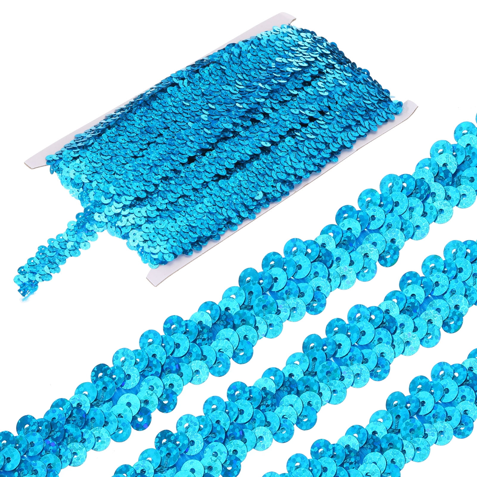 Uxcell 11 Yards 0.8 Inch Elastic Sequins Trim 2 Row Flat Sequin Strip ...