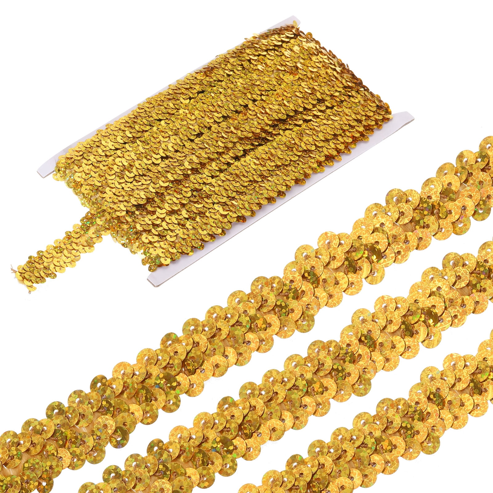 Uxcell 11 Yards 0.8 Inch Elastic Sequins Trim 2 Row Flat Sequin Strip ...