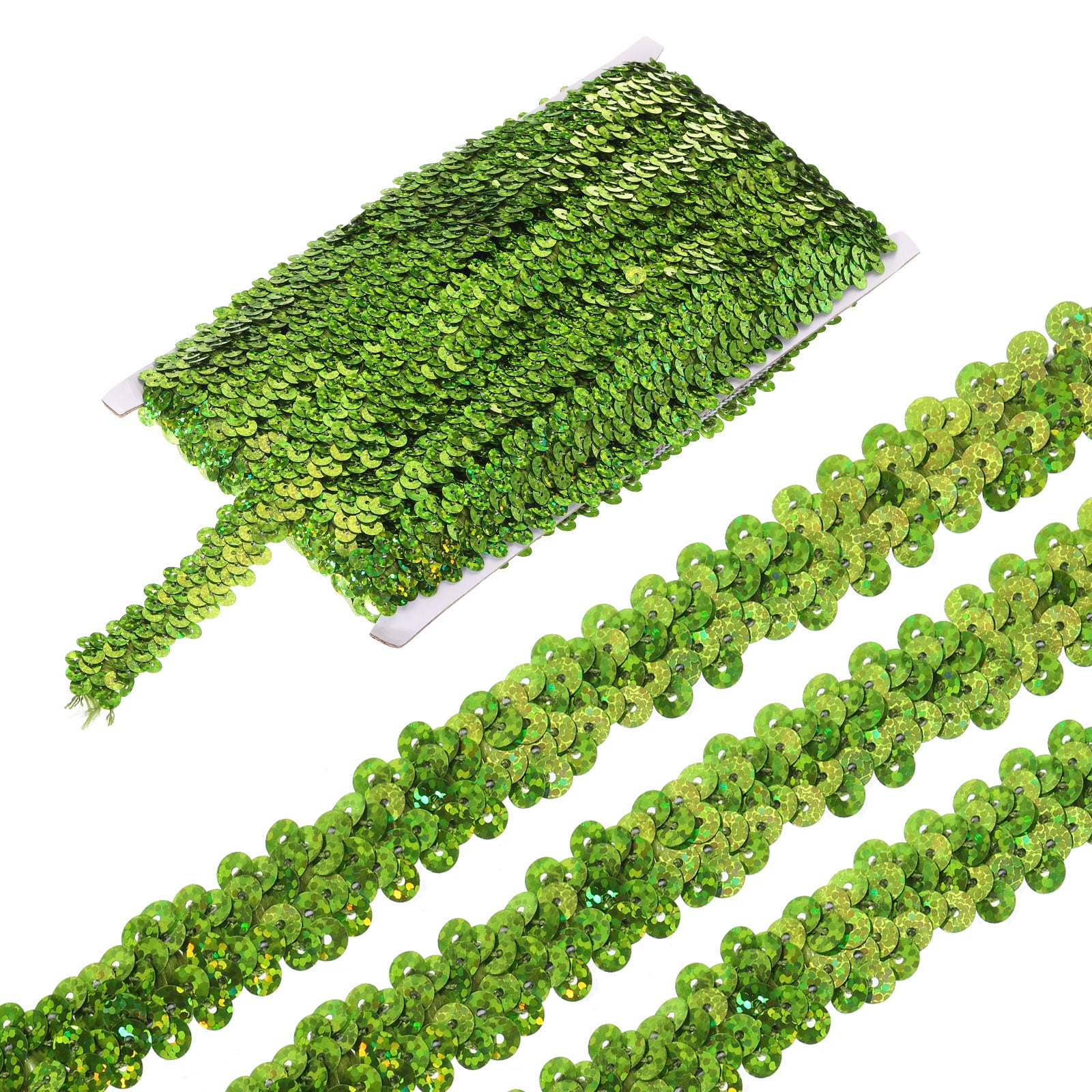 Uxcell 11 Yards 0.8 Inch Elastic Sequins Trim 2 Row Flat Sequin Strip ...