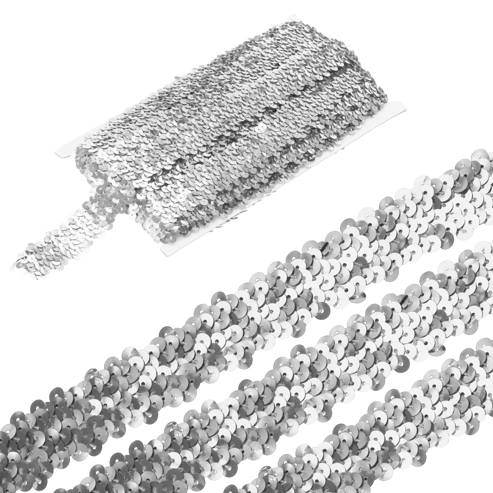 Uxcell 11 Yards 1.2 Inch Elastic Sequins Trim 3 Row Flat Sequin Strip ...