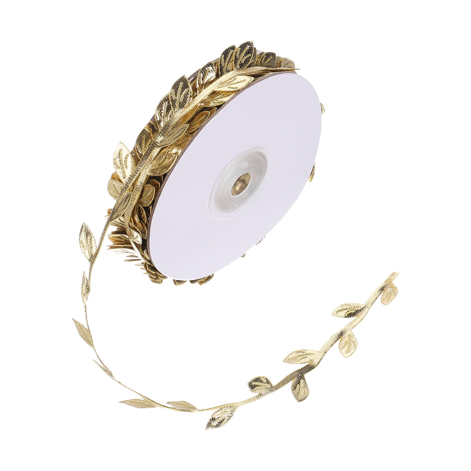 Uxcell 11 Yards Gold Leaf Ribbon, Leaves Trim Rope Artificial Leaf ...