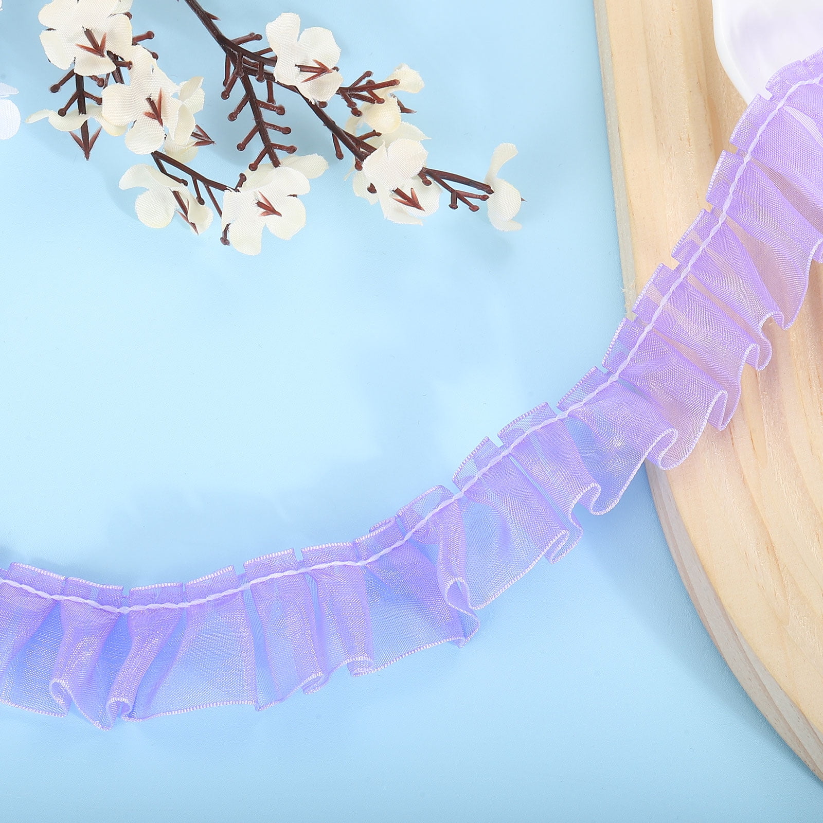 Uxcell 11 Yards Ruffle Lace Trim Ribbon 2.5cm/1" Pleated Organza Lace ...