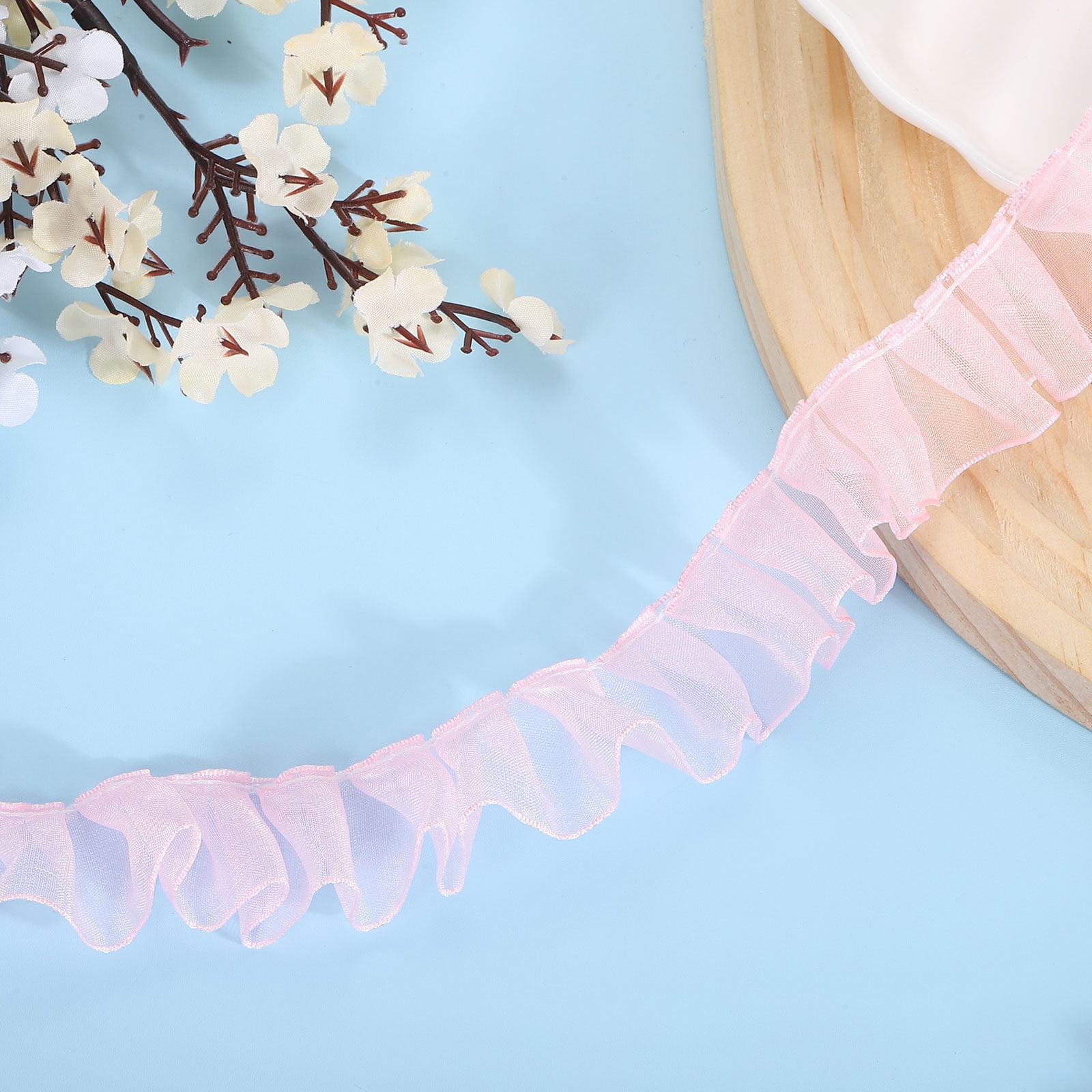 Uxcell 11 Yards Ruffle Lace Trim Ribbon 2.5cm/1" Pleated Organza Lace ...