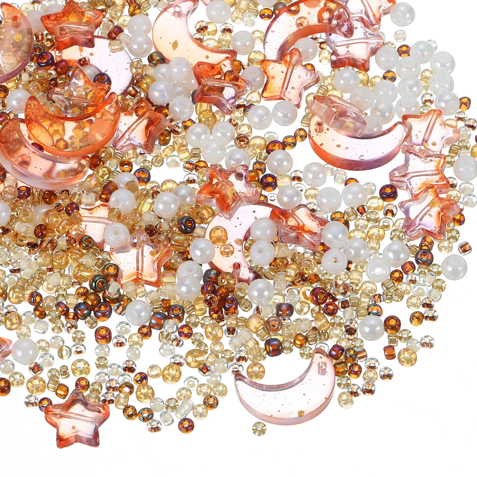 Uxcell 110 Pack Star Moon Beads, Star Moon Acrylic Pearl Beads Crystal ...