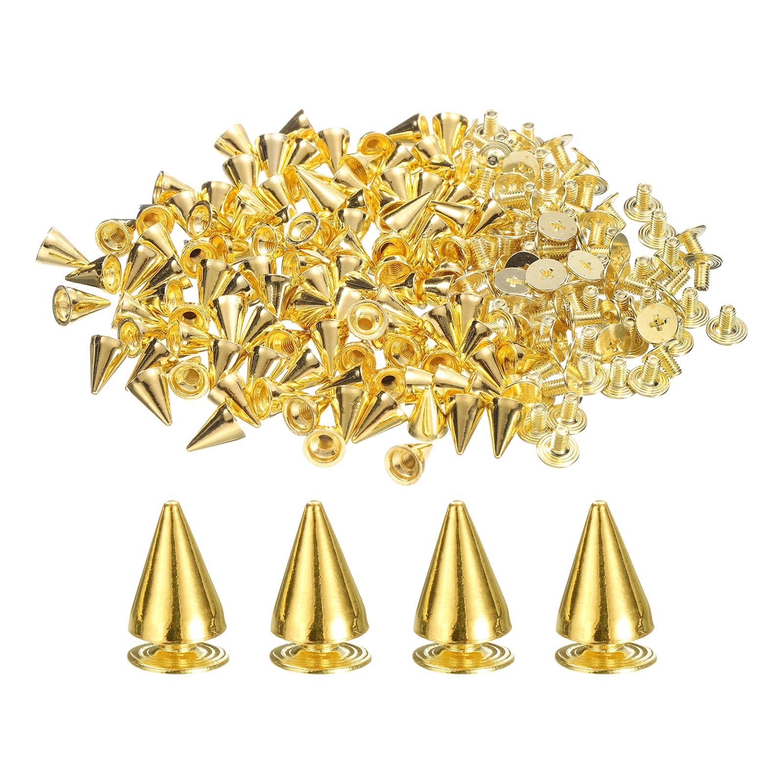 Uxcell 110 Sets Spikes and Studs, 7 x 9mm Cone Spikes Screw Back Studs ...