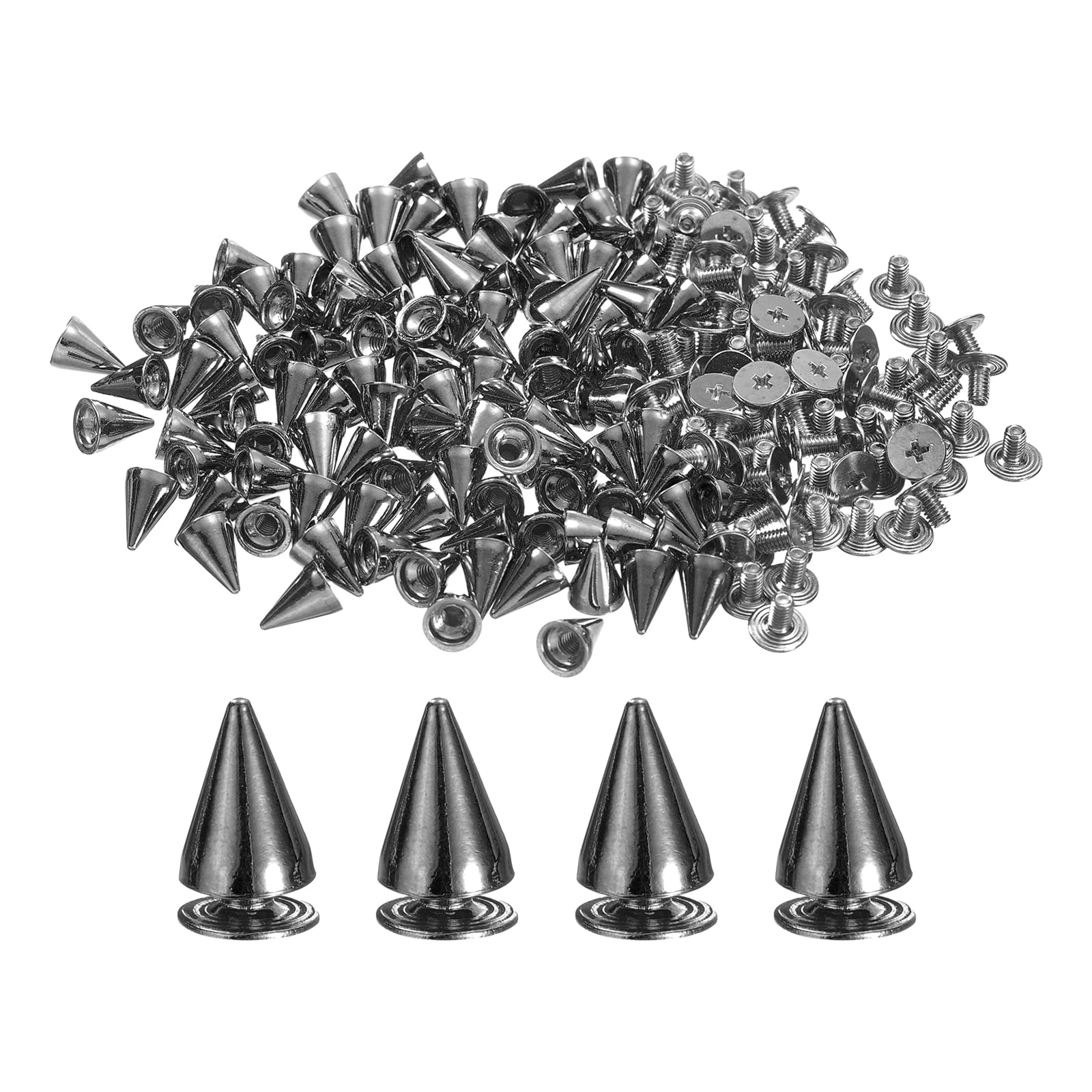 Uxcell 110 Sets Spikes and Studs, 7 x 9mm Cone Spikes Screw Back Studs ...