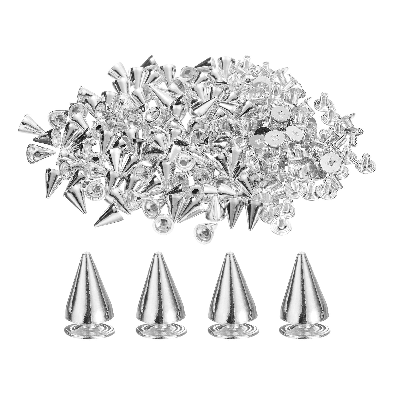 Uxcell 110 Sets Spikes and Studs, 7 x 9mm Cone Spikes Screw Back Studs ...