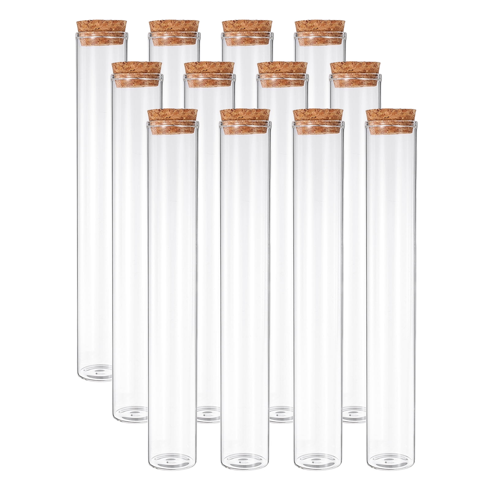 Uxcell 110ml Test Tubes, 12pcs 7.87x1.18 Glass Clear Flat Bottom Test ...