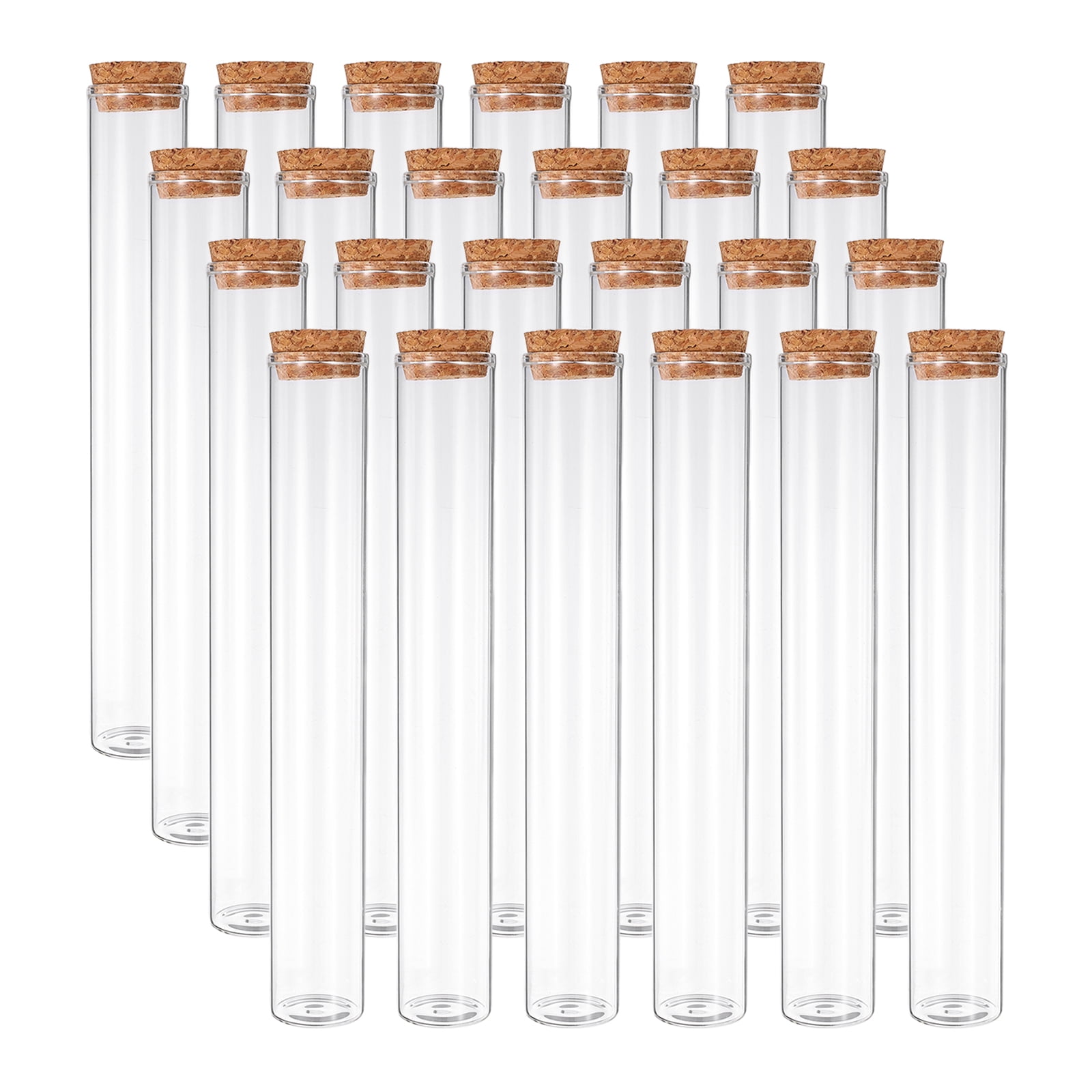 Uxcell 110ml Test Tubes, 24pcs 7.87x1.18 Glass Clear Flat Bottom Test ...