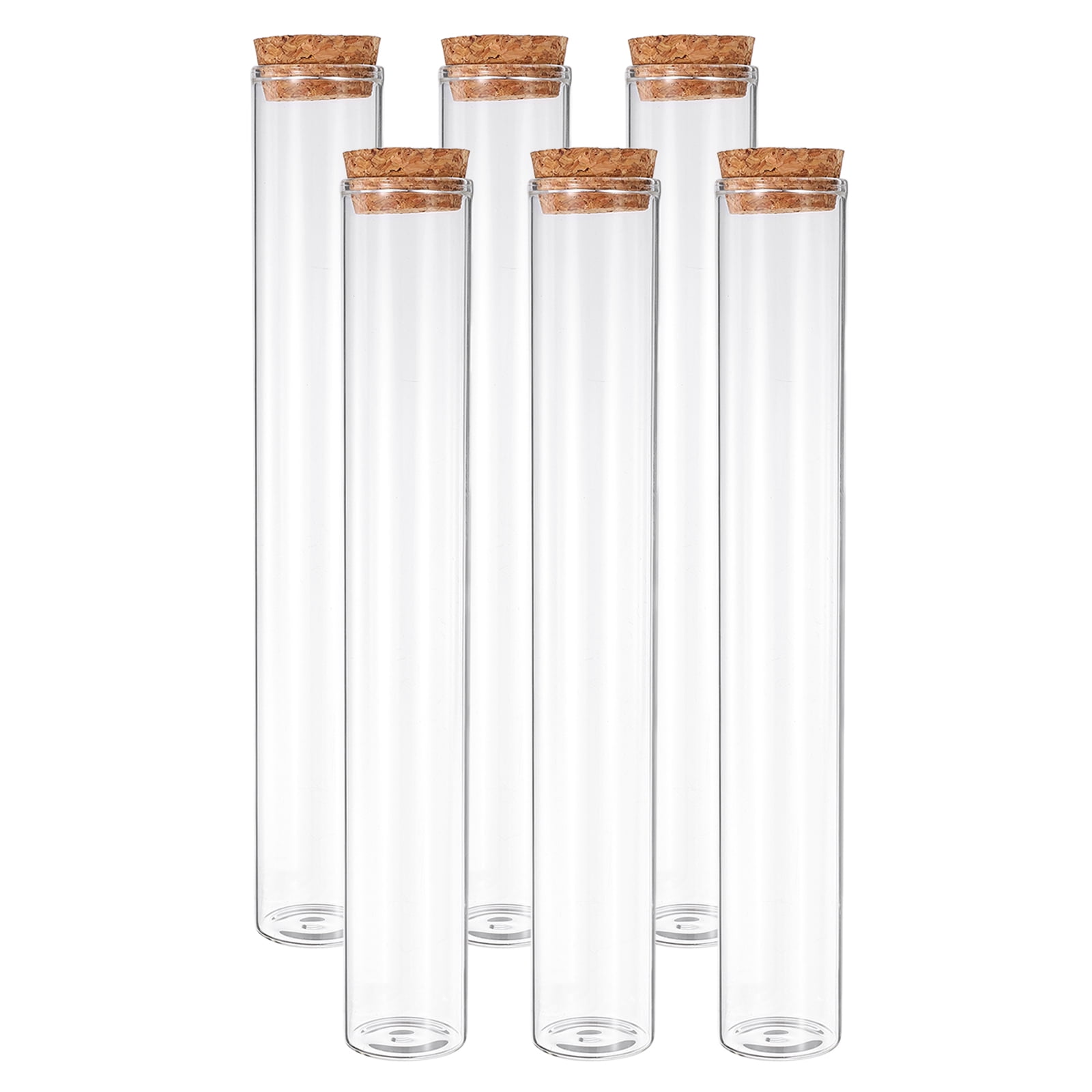 Uxcell 110ml Test Tubes, 6pcs 7.87x1.18 Glass Clear Flat Bottom Test ...