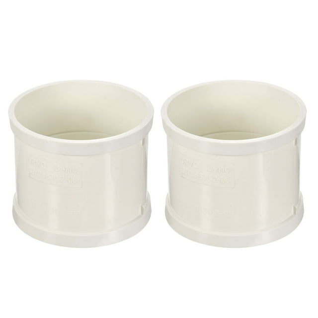 Uxcell 110mm PVC Straight Socket Connector Pipe Fitting Coupling Adapter, White 2 Pack - Walmart.com
