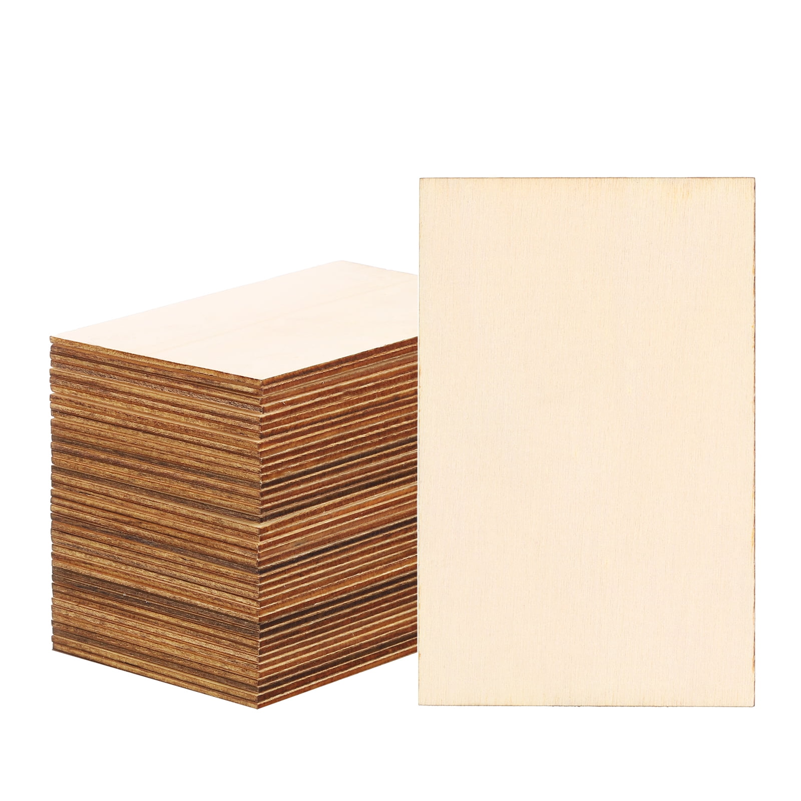 Uxcell 110x70mm Wood Pieces, 40 Pack Unfinished Rectangle Wood Shapes ...