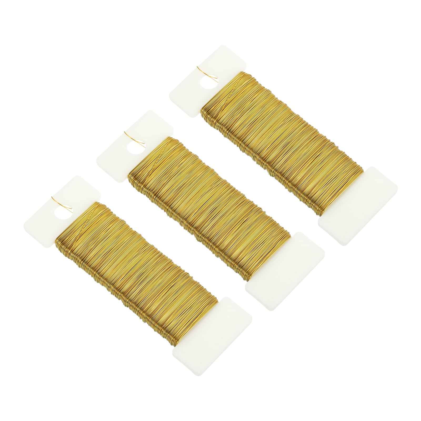 Uxcell 114 Yards/345 Feet Metal Floral Wire Gold Tone Flexible Paddle ...