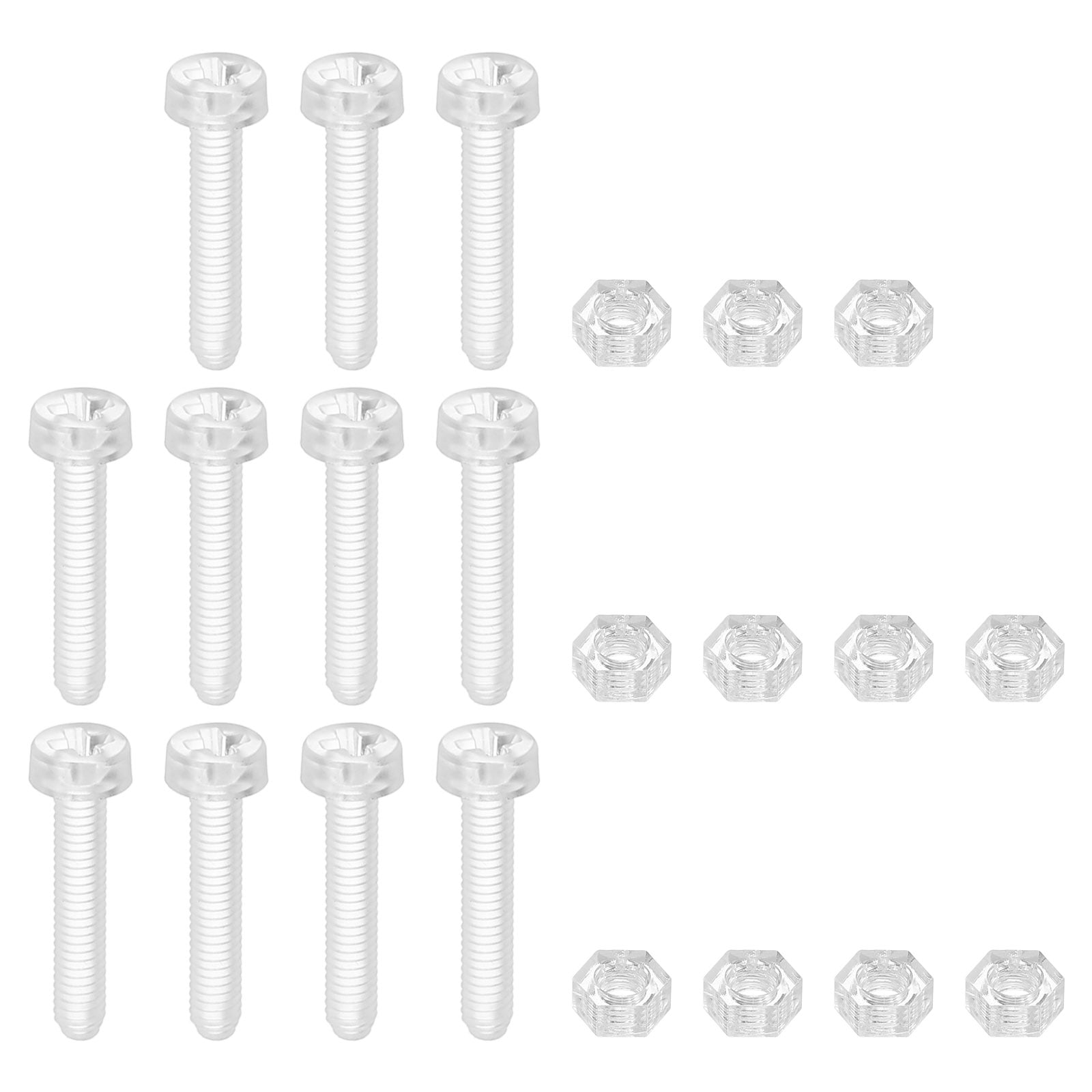 Uxcell 11Set Clear Acrylic Screws Kit, M3 x 15mm Round Head Phillips ...