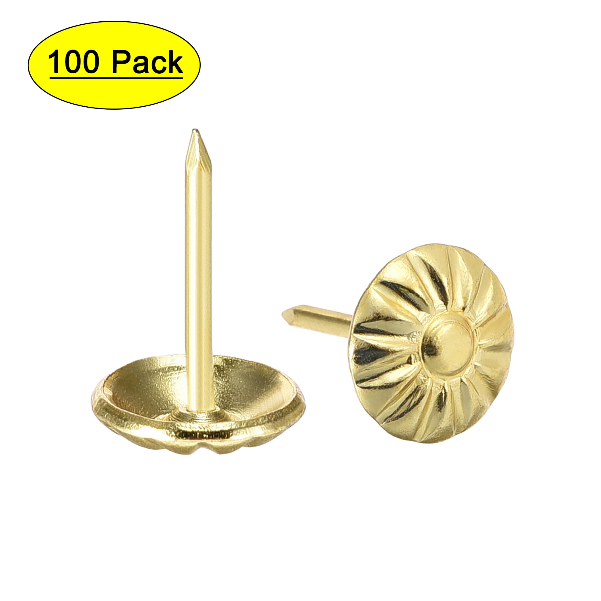 Uxcell 11mm Dia 17mm Height Furniture Push Pins Gold Tone Upholstery ...