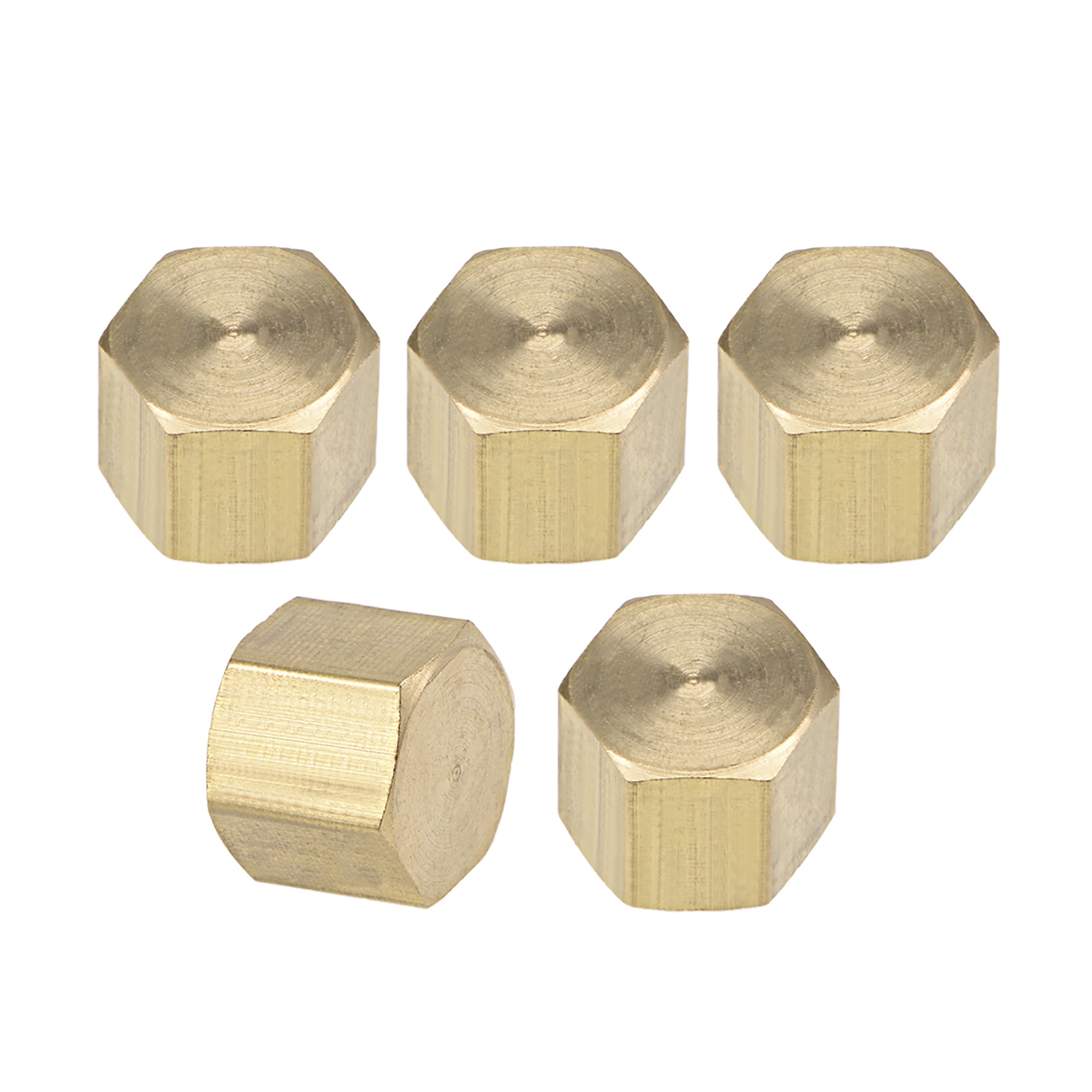 Uxcell 11mmx11mm Brass Cap 1/8PT Female Pipe Fitting Hex Connector ...