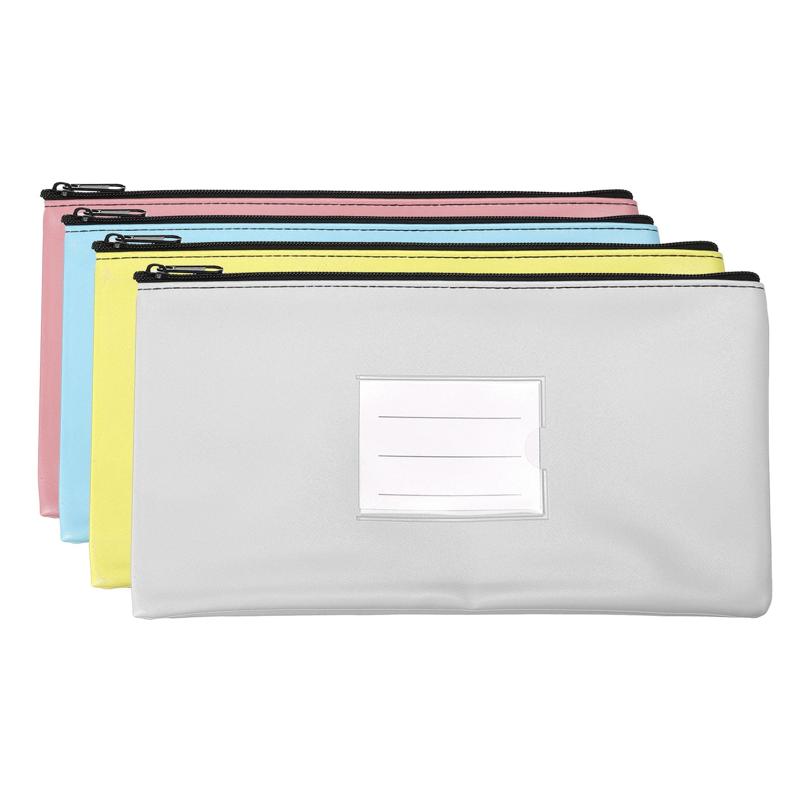 Uxcell 11x6" Money Bank Deposit Bag with Zipper Set, 4 Pcs Leatherette ...