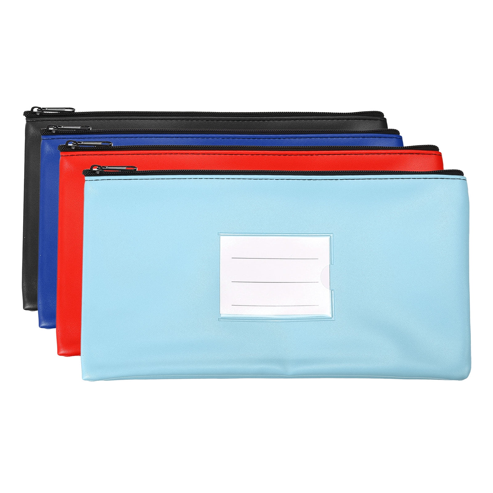 Uxcell 11x6" Money Bank Deposit Bag with Zipper Set, 4 Pcs Leatherette ...