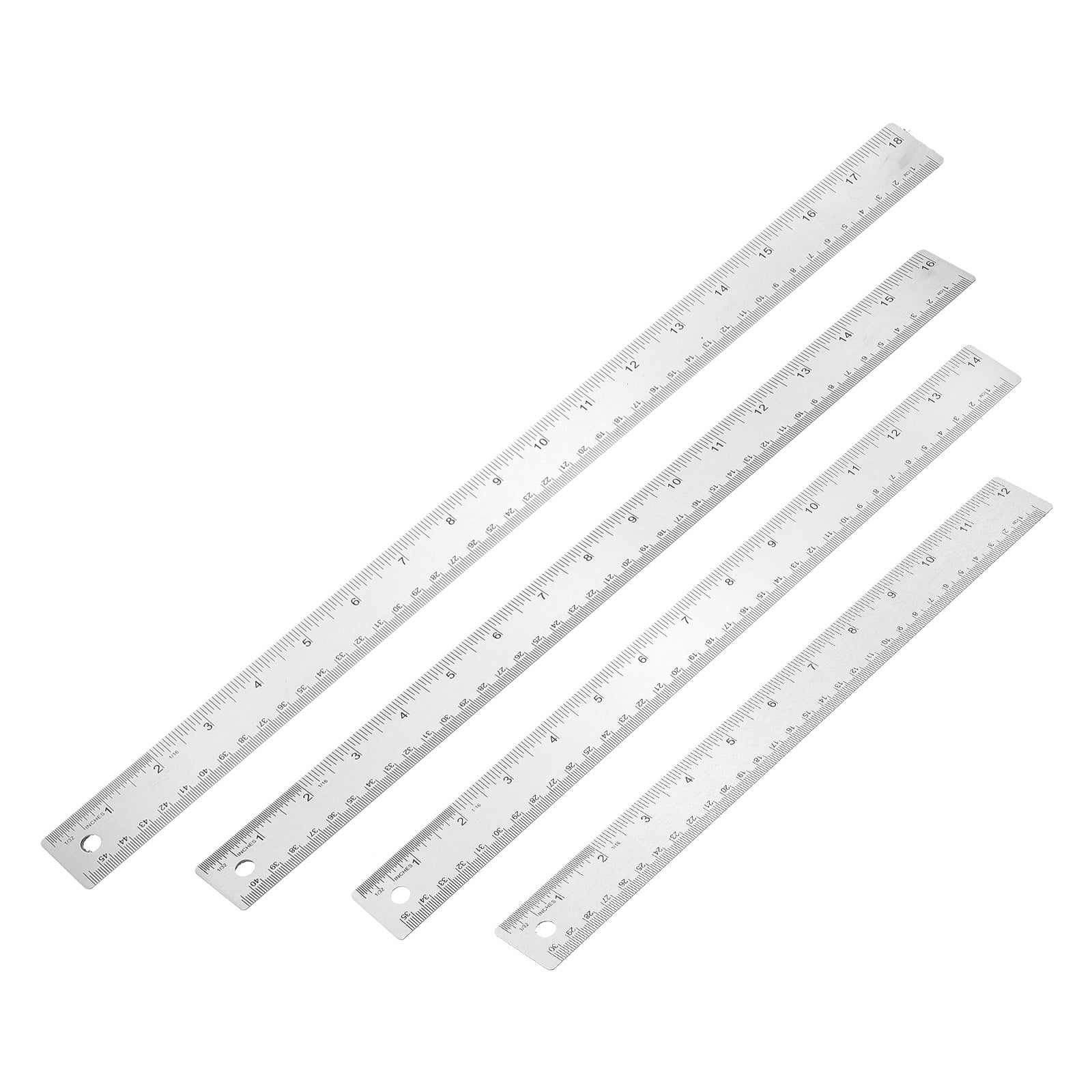 Uxcell 12, 14, 16, 18 Inch Stainless Steel Straight Ruler, 4 Pcs Cork ...