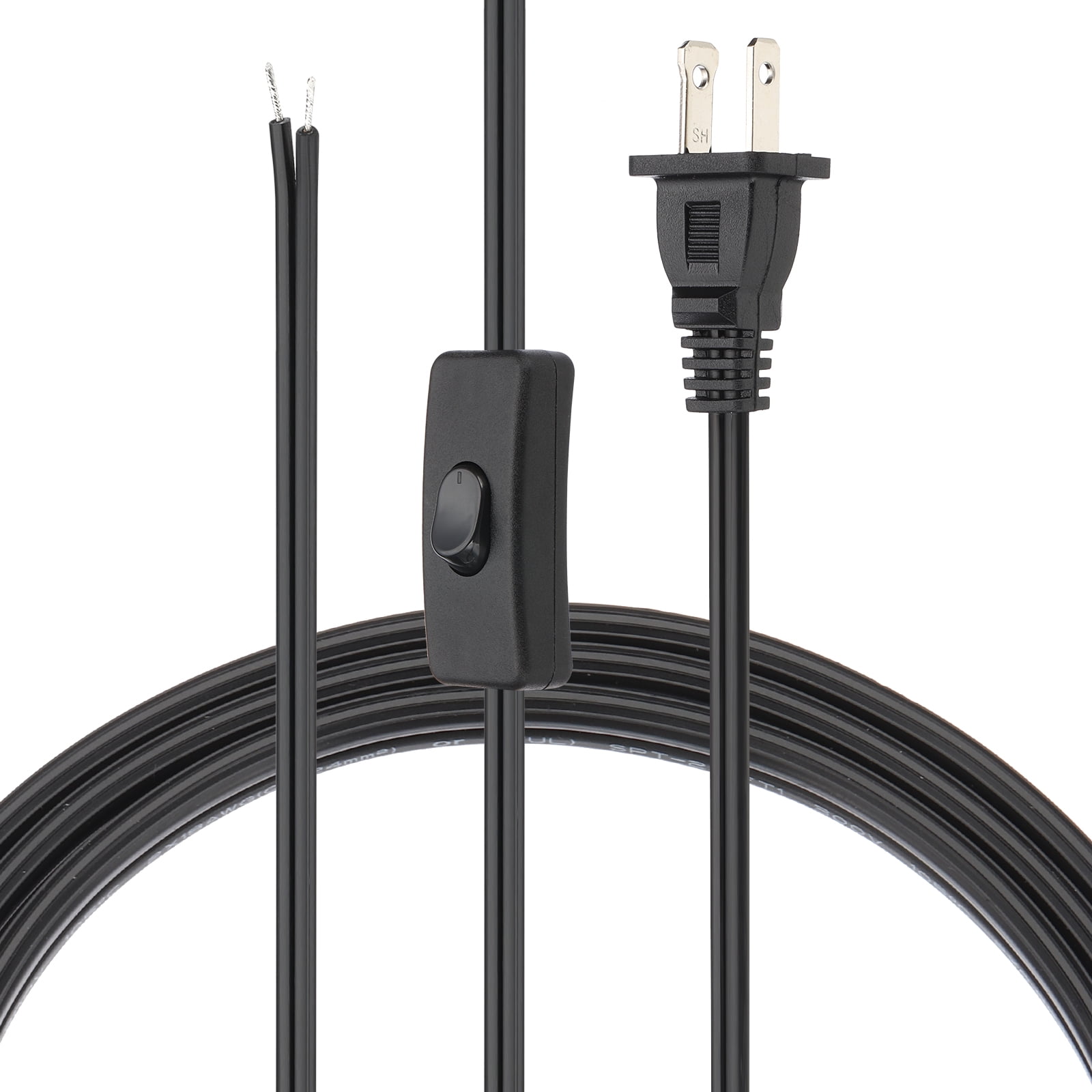 Uxcell 12 Feet 18AWG Lamp Cord with Plug, 1 Set SPT-2 UL List Lamp ...