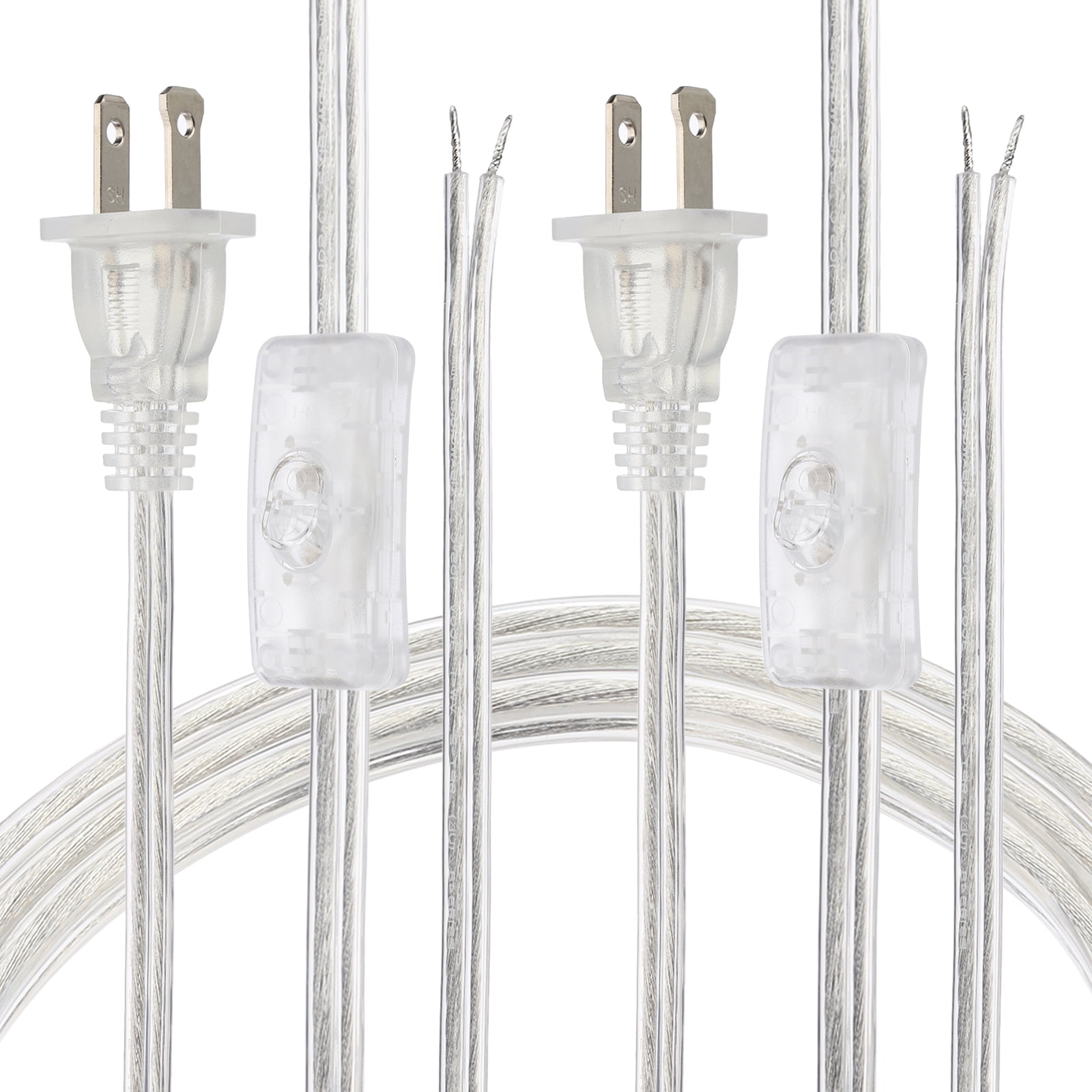 Uxcell 12 Feet 18AWG Lamp Cord with Plug, 2 Set SPT-2 UL List Lamp ...