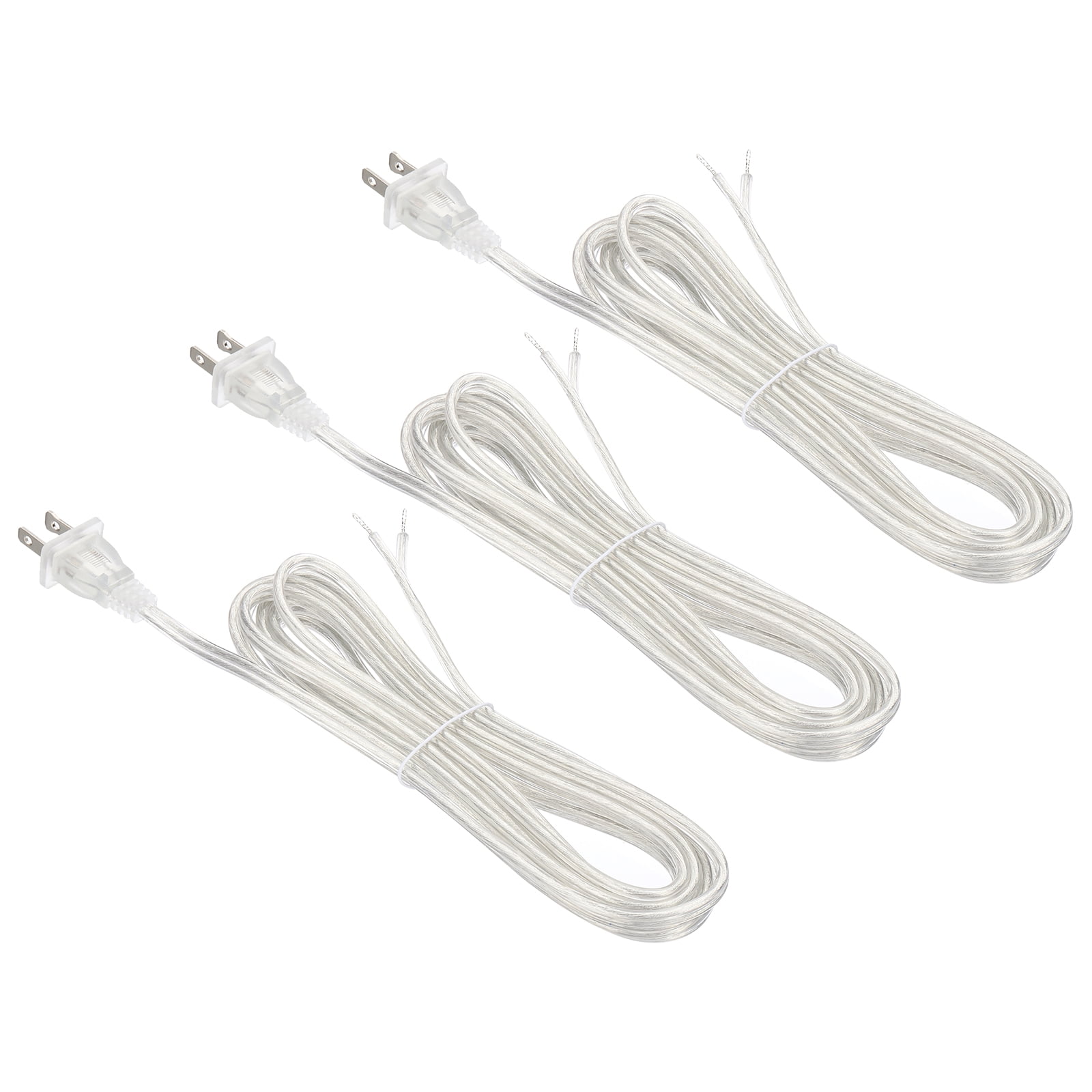 Uxcell 12 Feet Lamp Cord, SPT-2 18AWG UL Listed Power Wire 3 Pack Clear ...