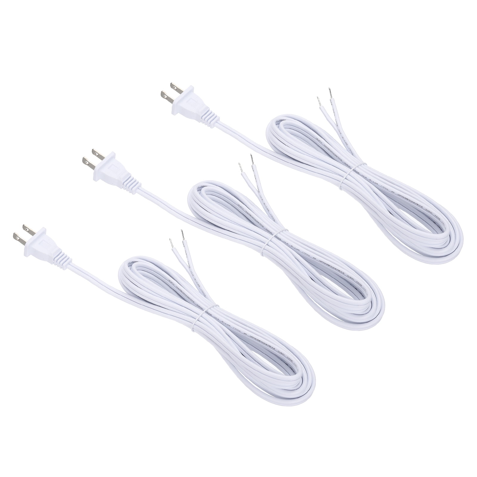 Uxcell 12 Feet Lamp Cord, SPT-2 18AWG UL Listed Power Wire 3 Pack White ...
