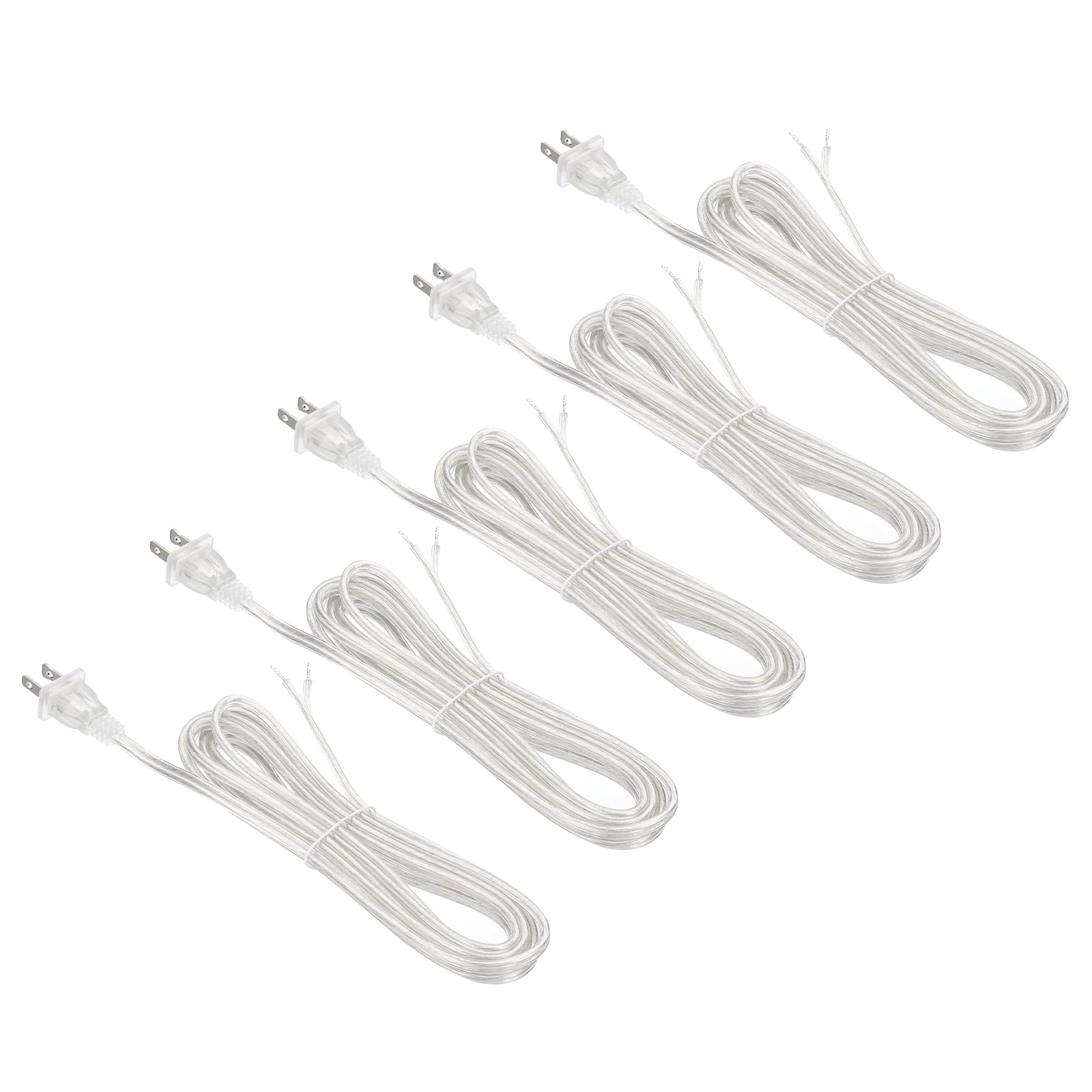 Uxcell 12 Feet Lamp Cord, SPT-2 18AWG UL Listed Power Wire 5 Pack Clear ...