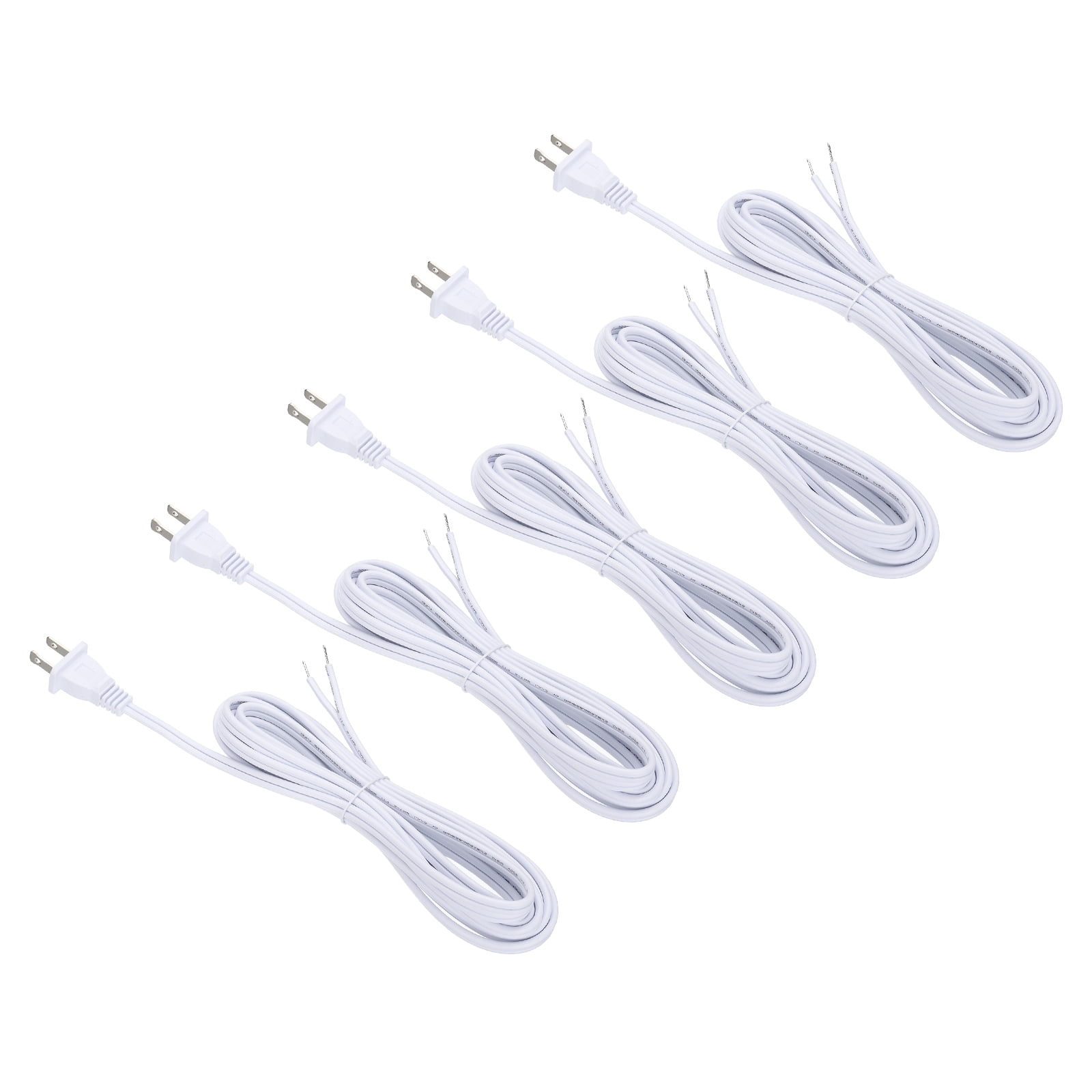 Uxcell 12 Feet Lamp Cord, SPT-2 18AWG UL Listed Power Wire 5 Pack White ...