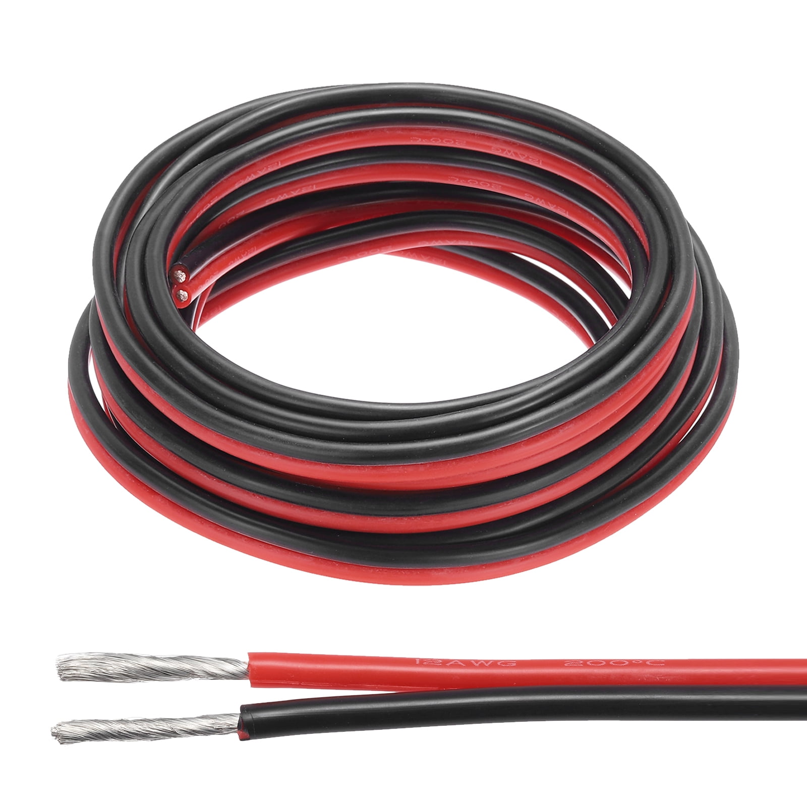 Uxcell 12 Gauge Wire 2 Conductor Electrical Wire 16.4FT Red Black Cable ...