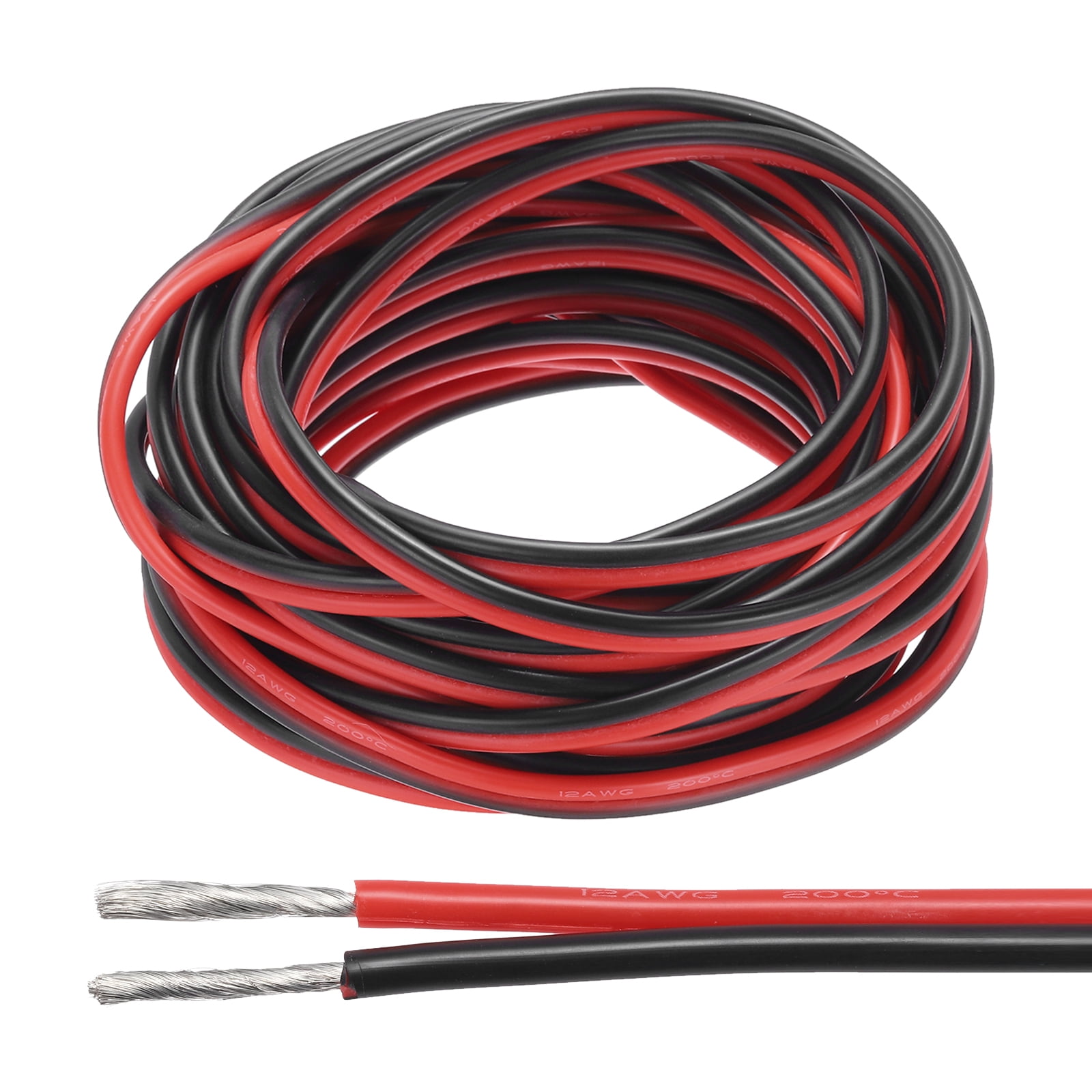 Uxcell 12 Gauge Wire 2 Conductor Electrical Wire 29.5FT Red Black Cable ...