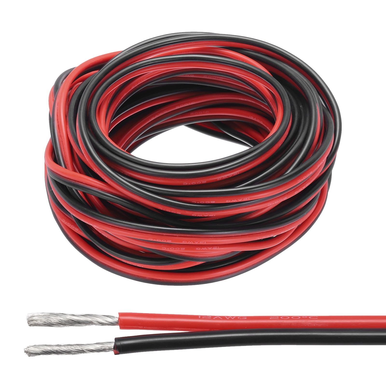 Uxcell 12 Gauge Wire 2 Conductor Electrical Wire 49.2FT Red Black Cable ...