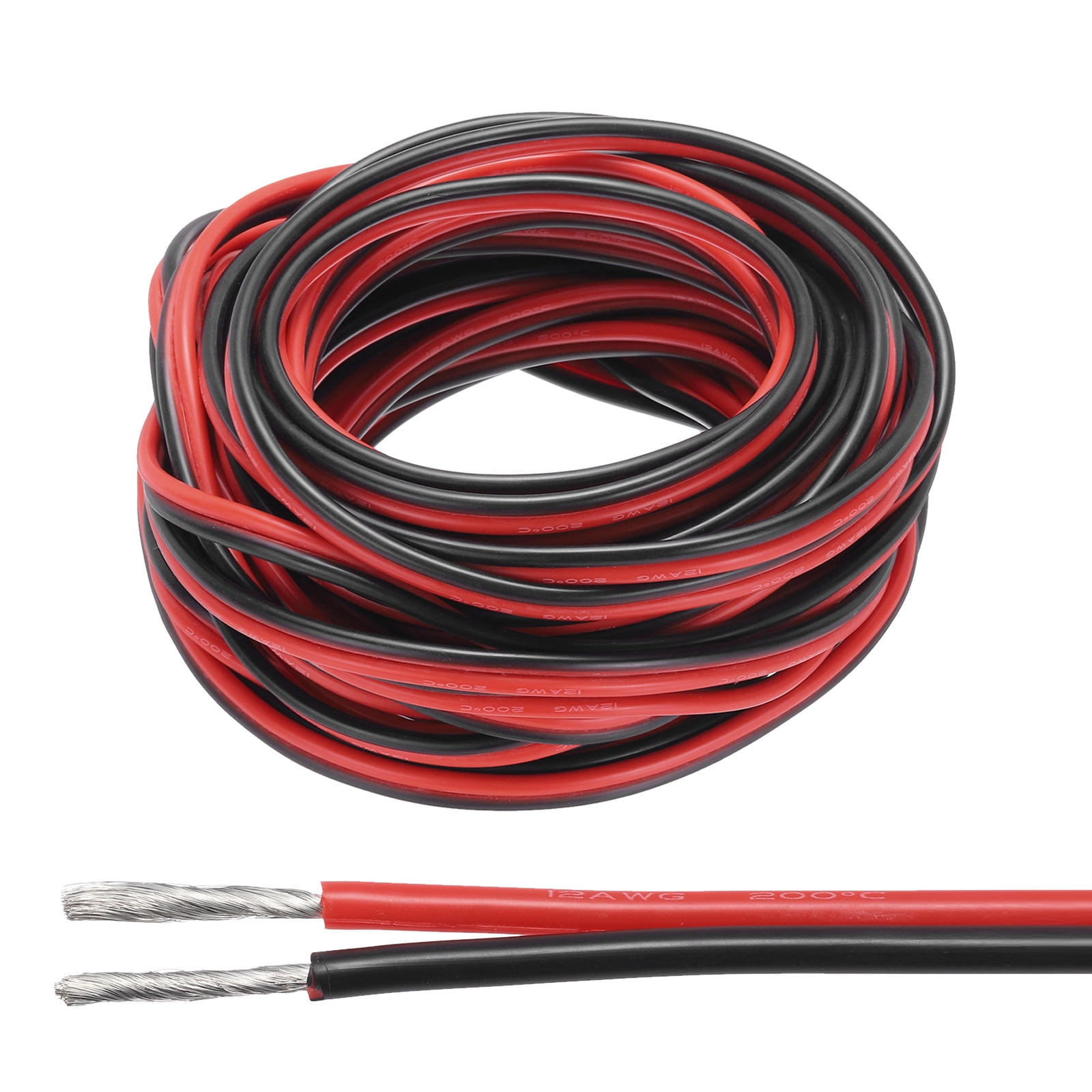 Uxcell 12 Gauge Wire 2 Conductor Electrical Wire 65.6FT Red Black Cable ...