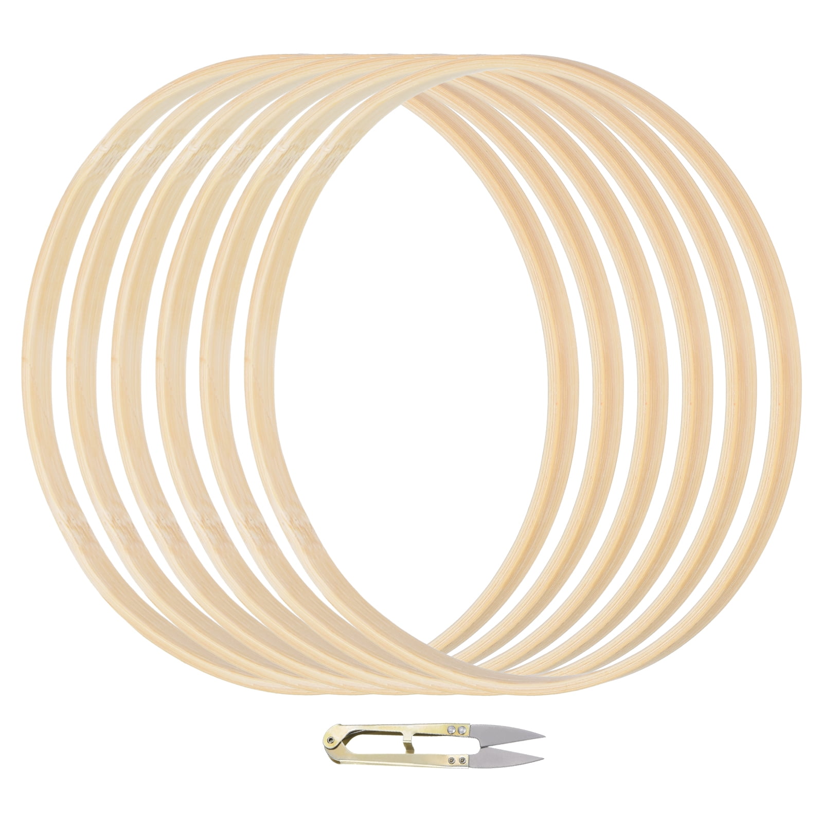 Uxcell 12 Inch Bamboo Macrame Floral Hoop Craft Rings with 1 Scissor ...