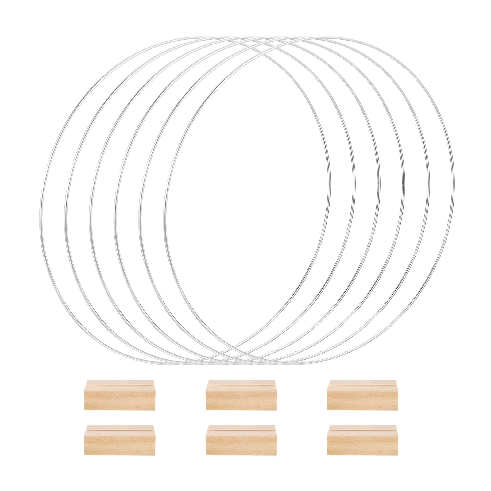 Uxcell 12 Inch Metal Floral Hoop Centerpiece Wreath Rings with Wood ...