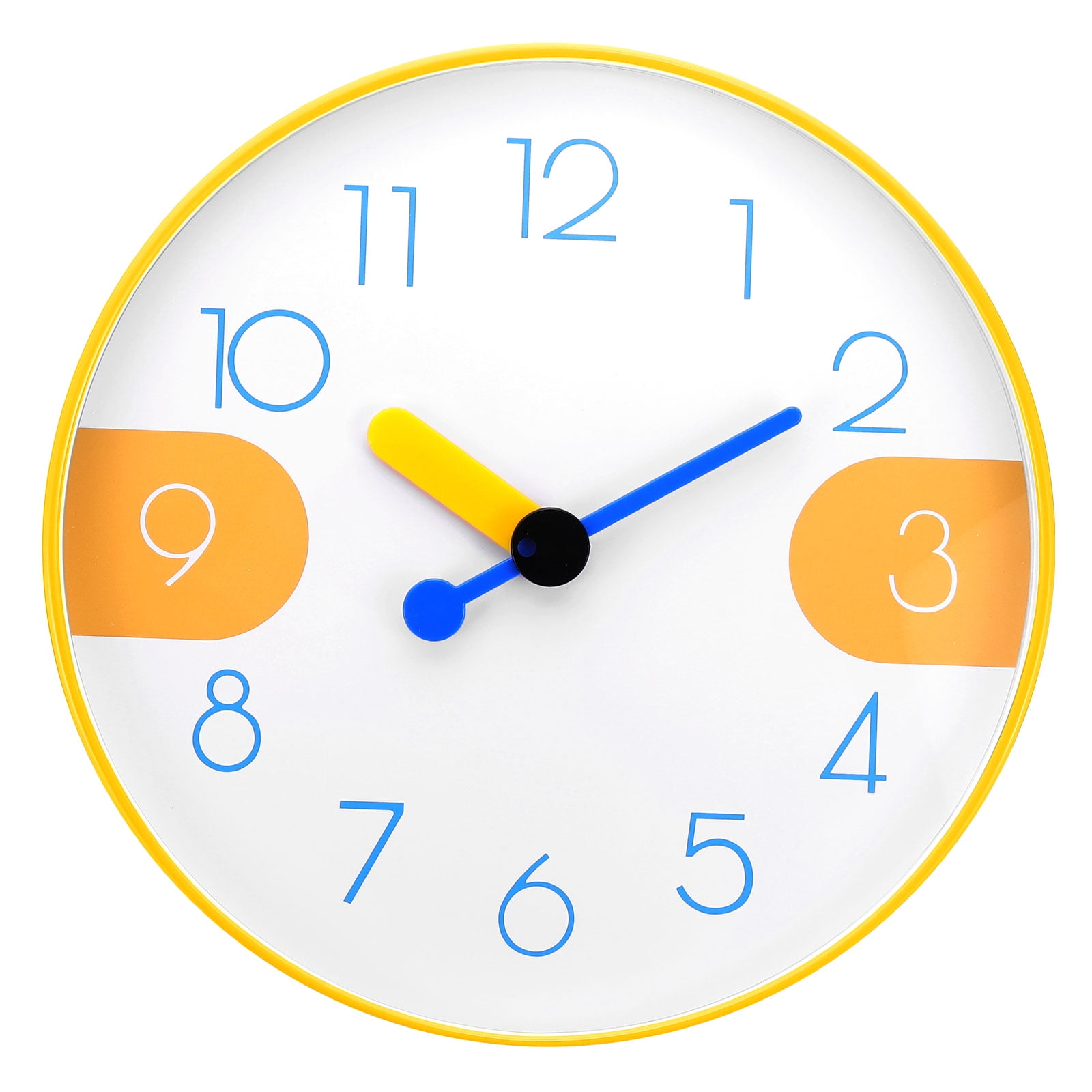 Uxcell 12 Inch Plastic Glass Battery Operated Non-Ticking Round Wall Clocks for Kitchens Yellow ...