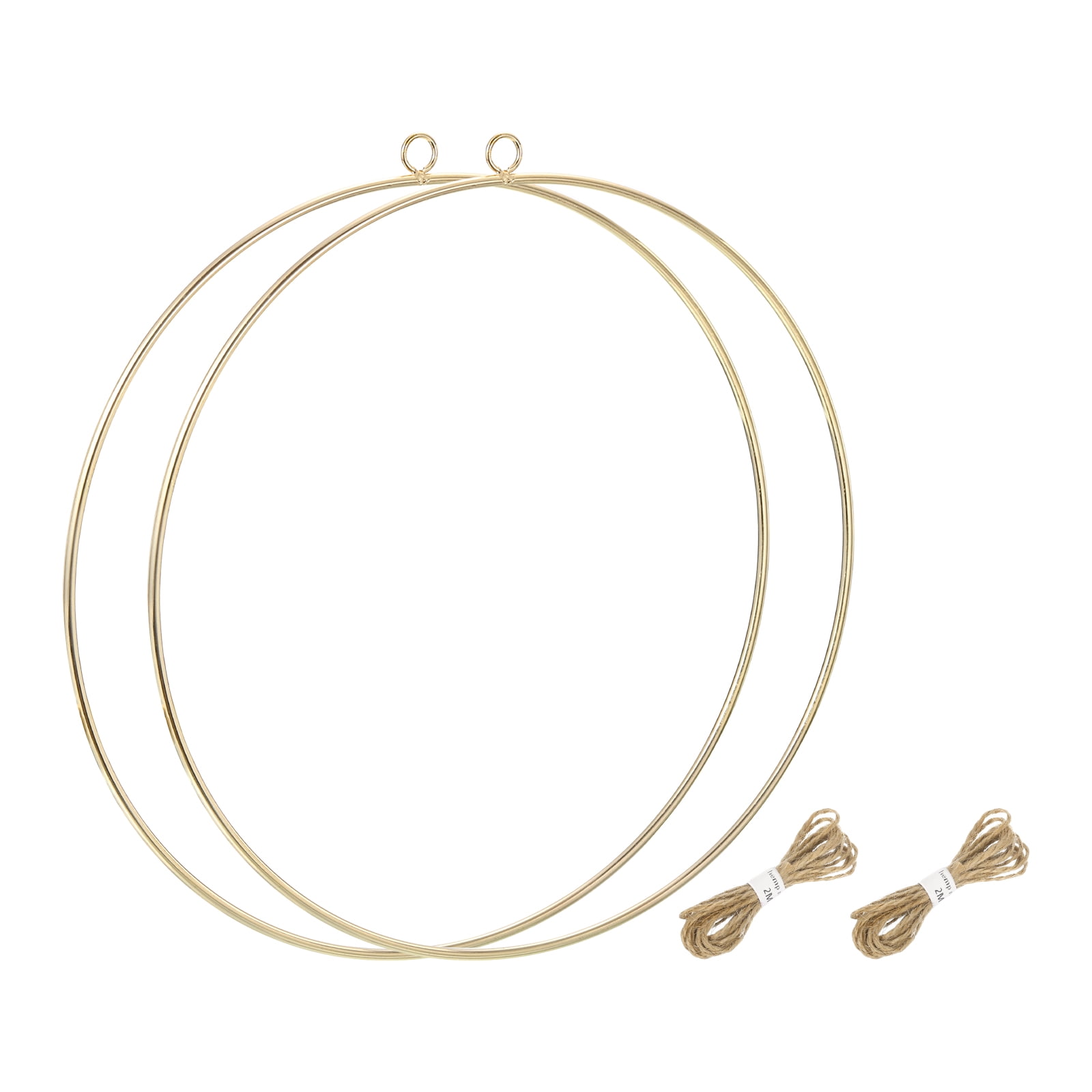 Uxcell 12 Inch Round Metal Floral Hoop Wreath Macrame Rings with Ropes ...