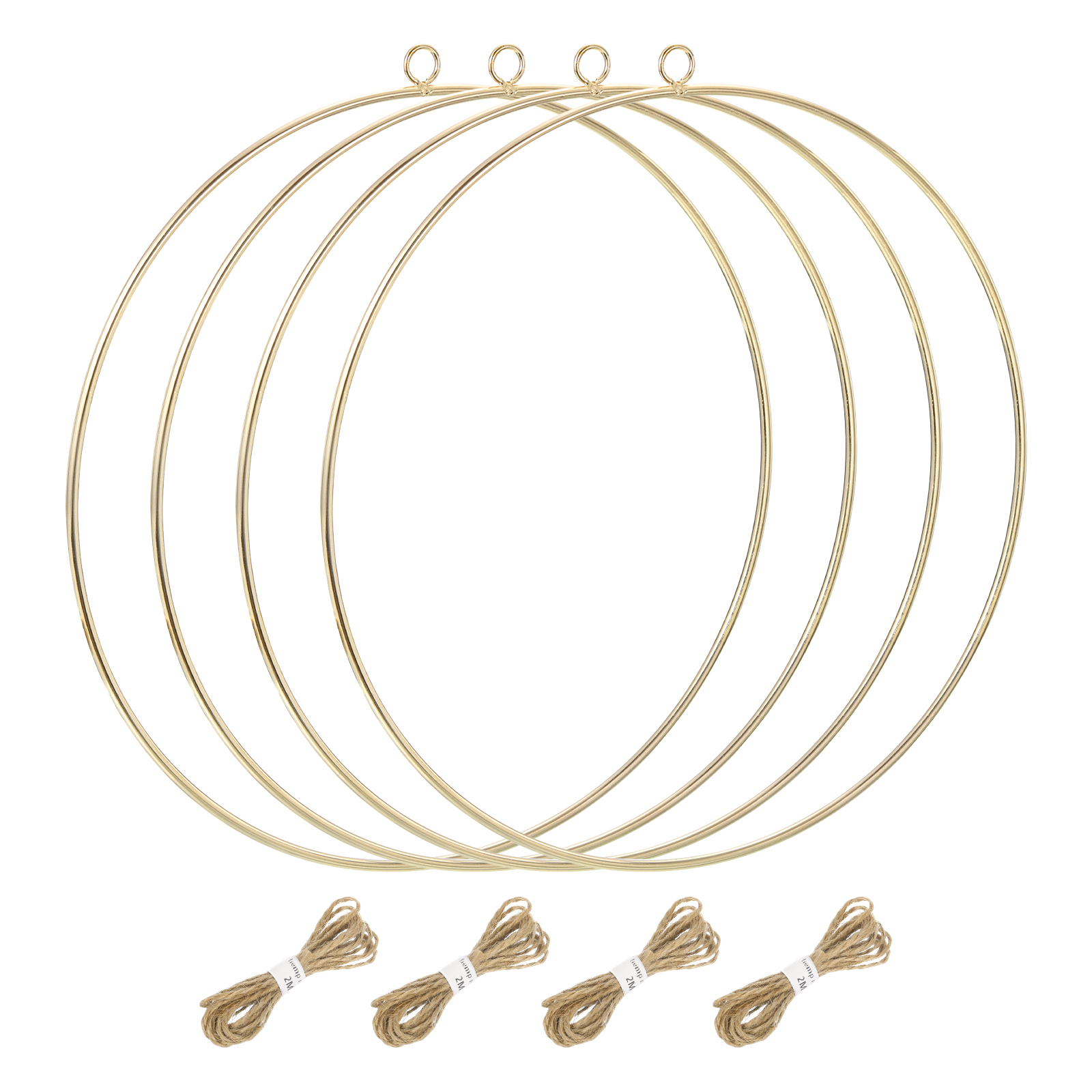 Uxcell 12 Inch Round Metal Floral Hoop Wreath Macrame Rings with Ropes ...