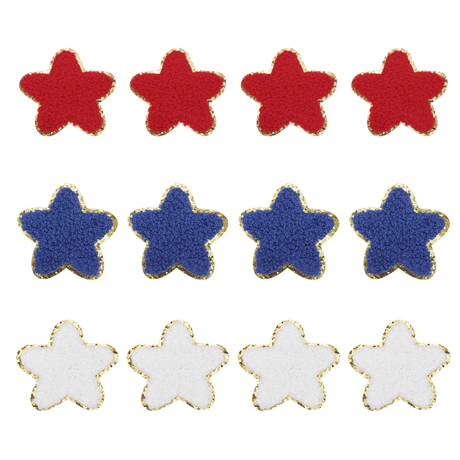 Uxcell 12 PCS Star Embroidered Patches Patriotic Gold Edge Chenille ...