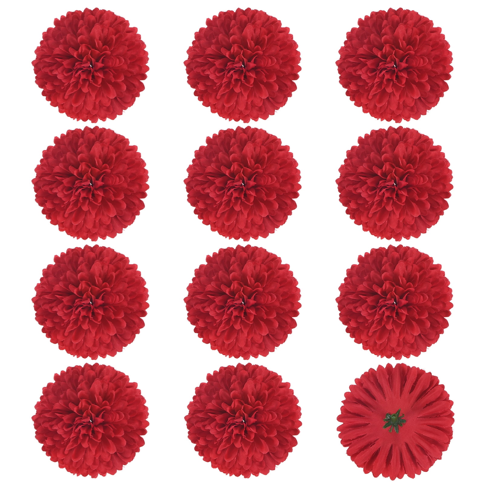 Uxcell 12-Pack Artificial Flower Heads, Fake Chrysanthemum Silk Flowers ...