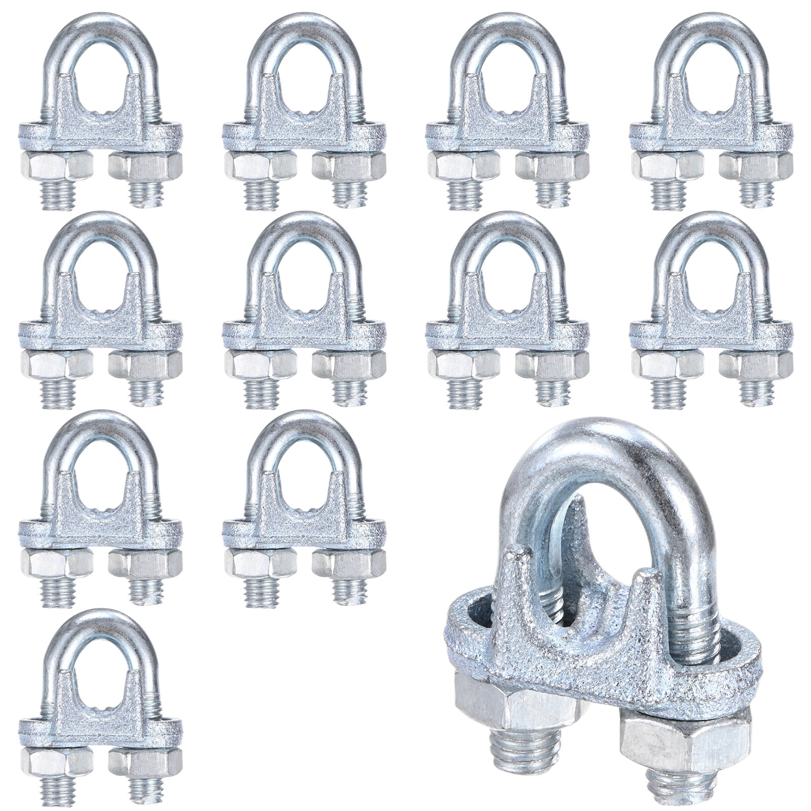 Uxcell 12-Pack Cable Clamps, M8 Carbon Steel Wire Rope Clip Thimble U ...