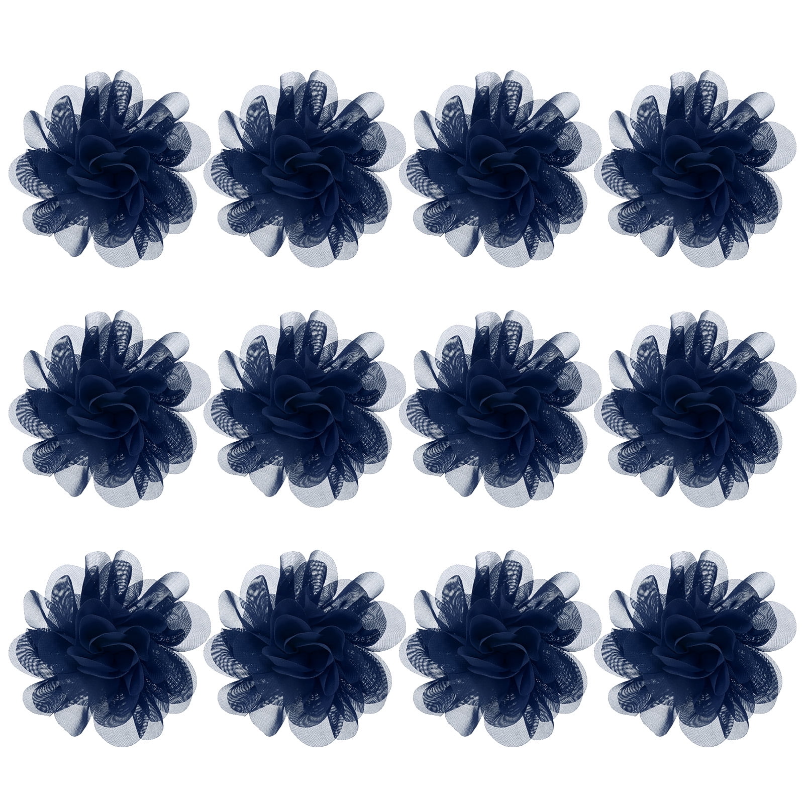 Uxcell 12-Pack Chiffon Flowers 3.94 x 3.94 Inch Mesh Fabric Flowers for ...