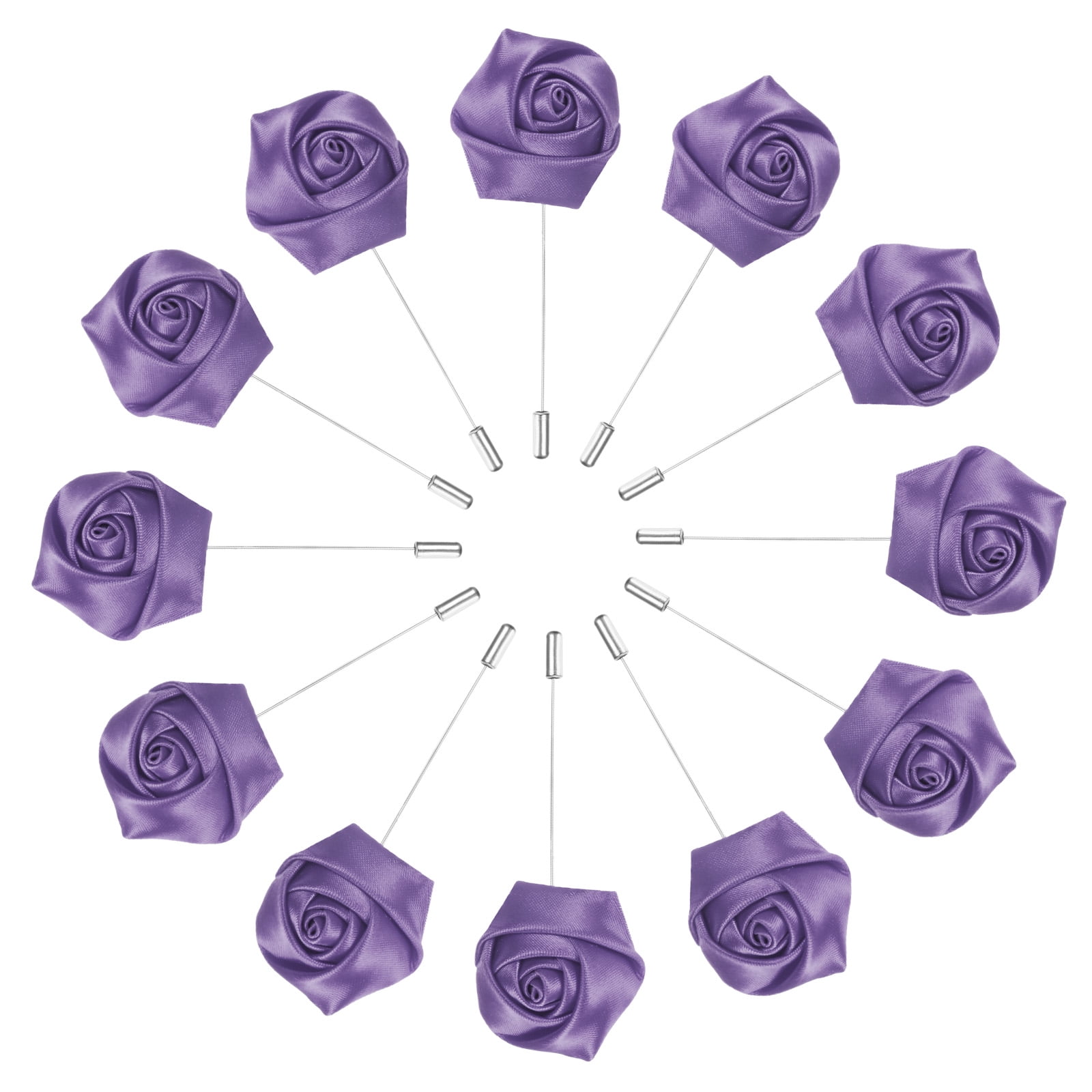 Uxcell 12-Pack Flower Lapel Pins for Men, Rose Boutonnieres Pin Groom ...