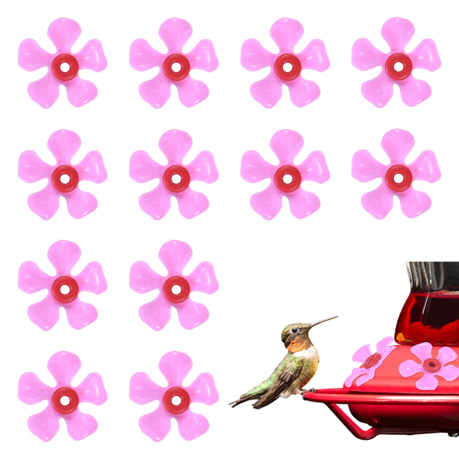 Uxcell 12-Pack Hummingbird Feeder Replacement Flowers, Plastic ...