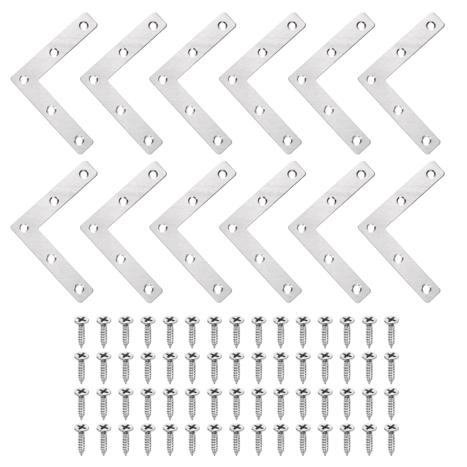 Uxcell 12 Pack L Shape Flat Bracket, 3.15" x 3.15" Metal Flat Corner ...