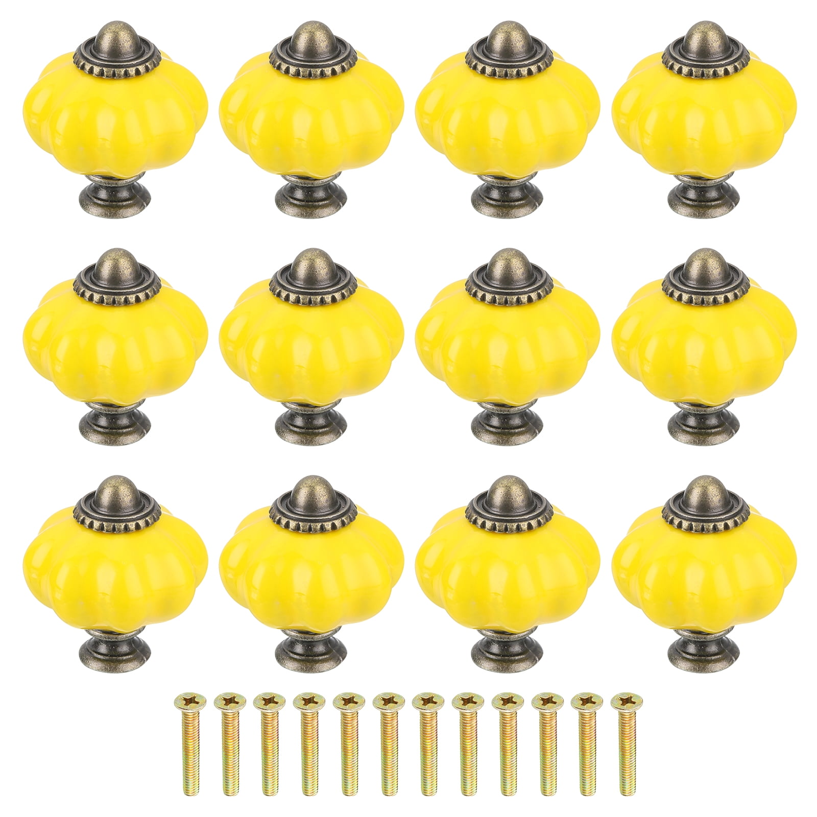 Uxcell 12 Pack Lemon Yellow Pumpkin Knobs, Vintage Drawer Pulls with 12 ...