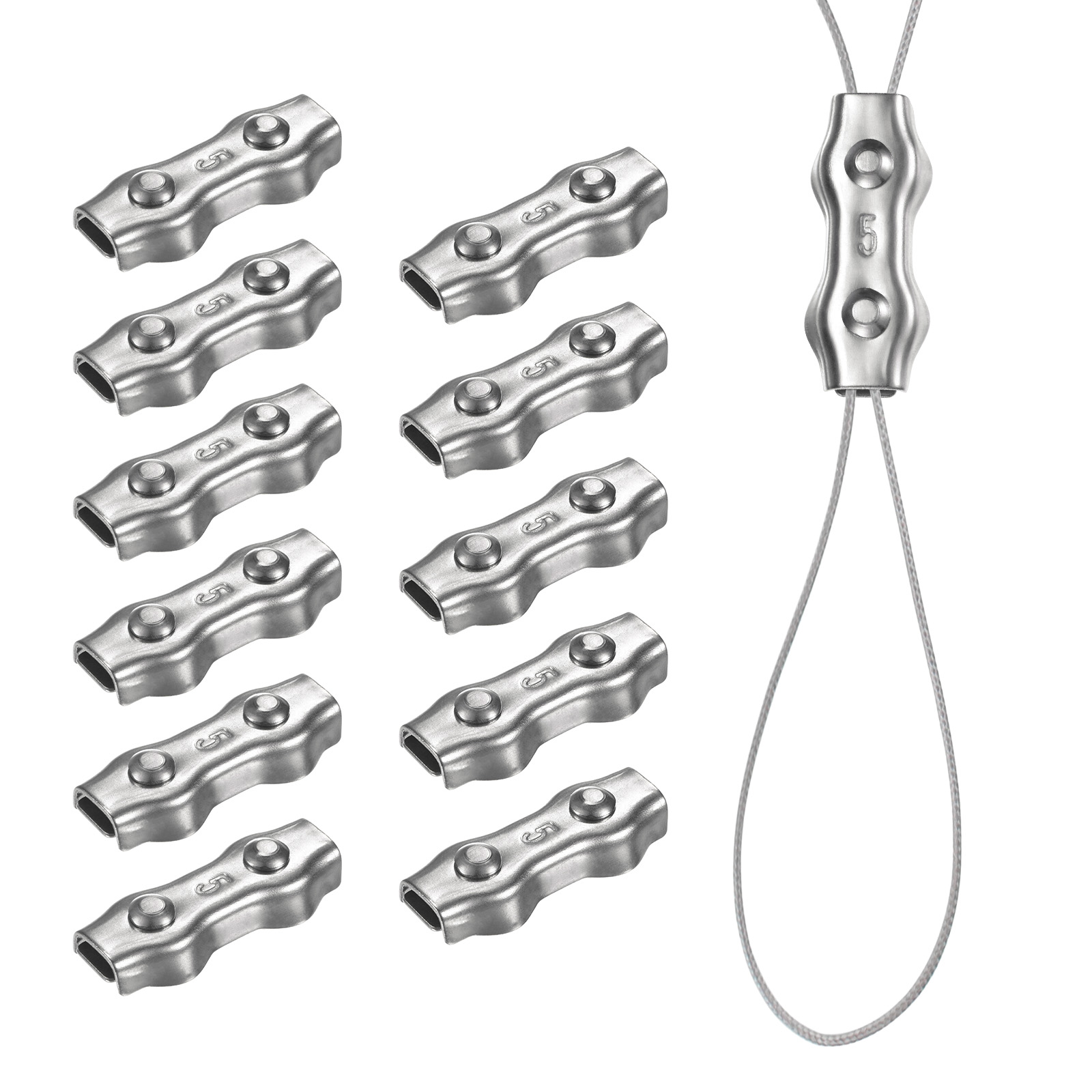 Uxcell 12-Pack M5 Wire Rope Clips Duplex Double Bolt Stainless Steel ...