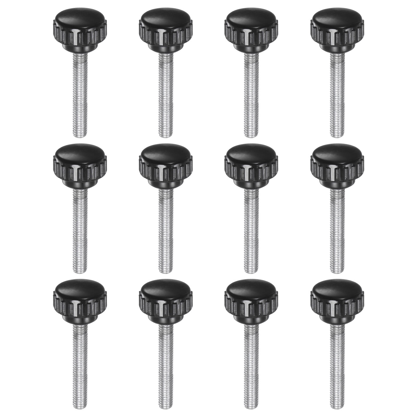 Uxcell 12 Pack M6 x 40mm Male Thread 20mm Knurled Grip Clamping Knobs Handle Thumb Screw Black ...